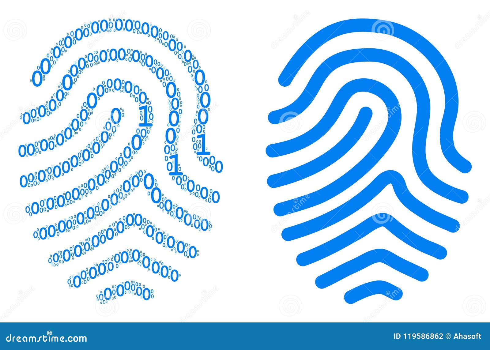 Fingerprint Composition of Binary Digits Stock Vector - Illustration of ...