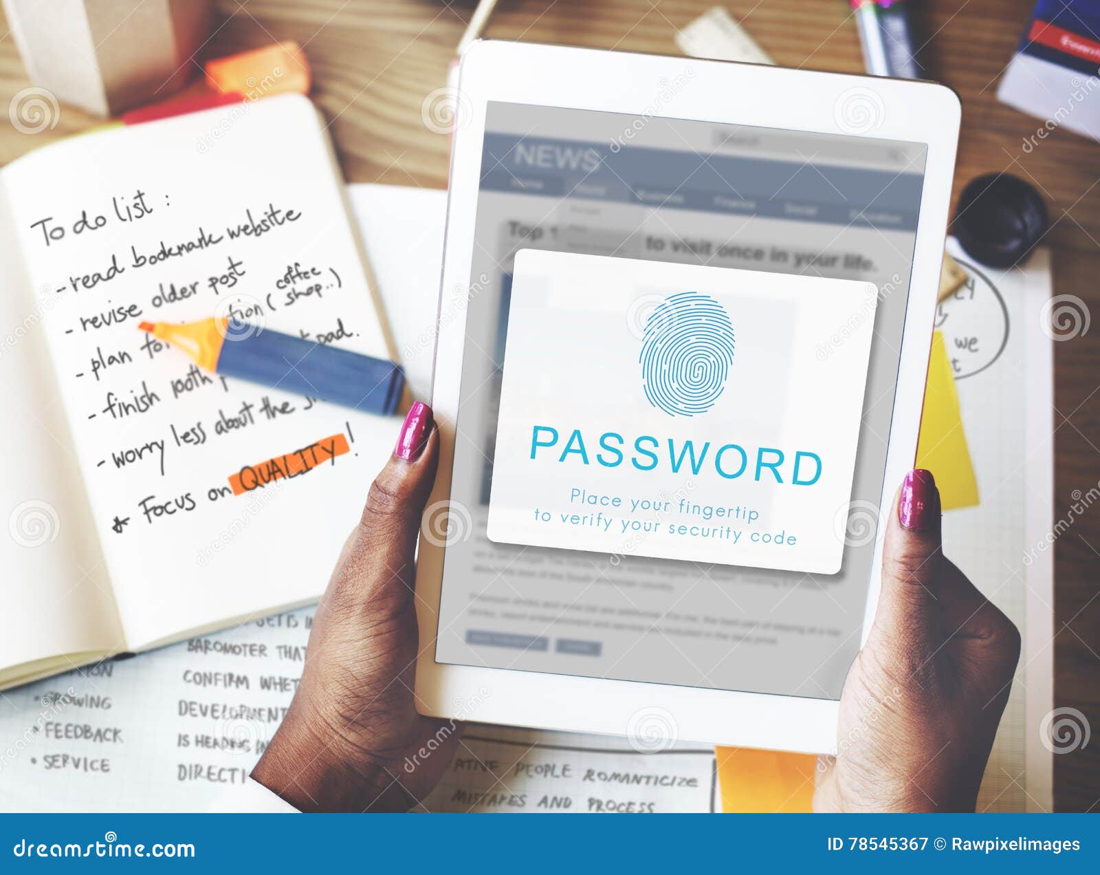 Fingerprint Password Biometrics Technology Concept Stock Image - Image ...