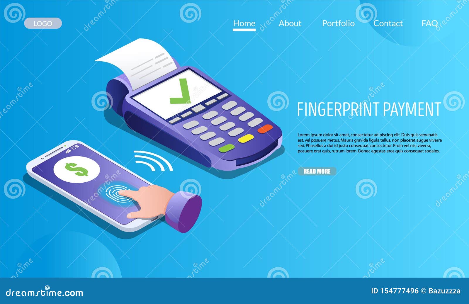 Fingerprint Payment Vector Website Landing Page Design Template ...