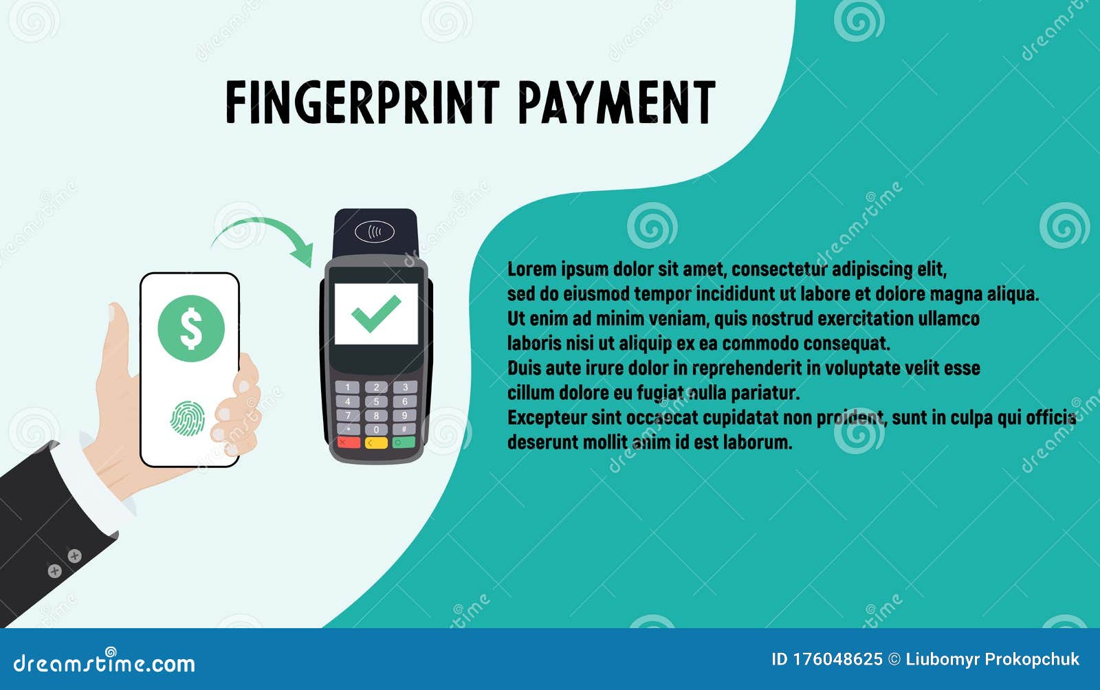 Fingerprint Payment Vector Website Template. Mobile Contactless Cards ...