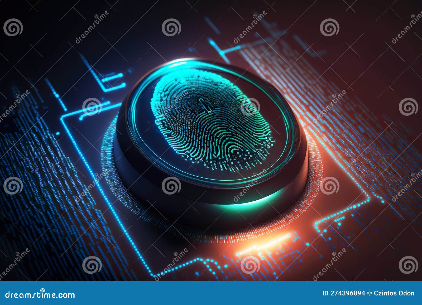 Fingerprint Reader, Identification Access Control System. Stock Photo ...