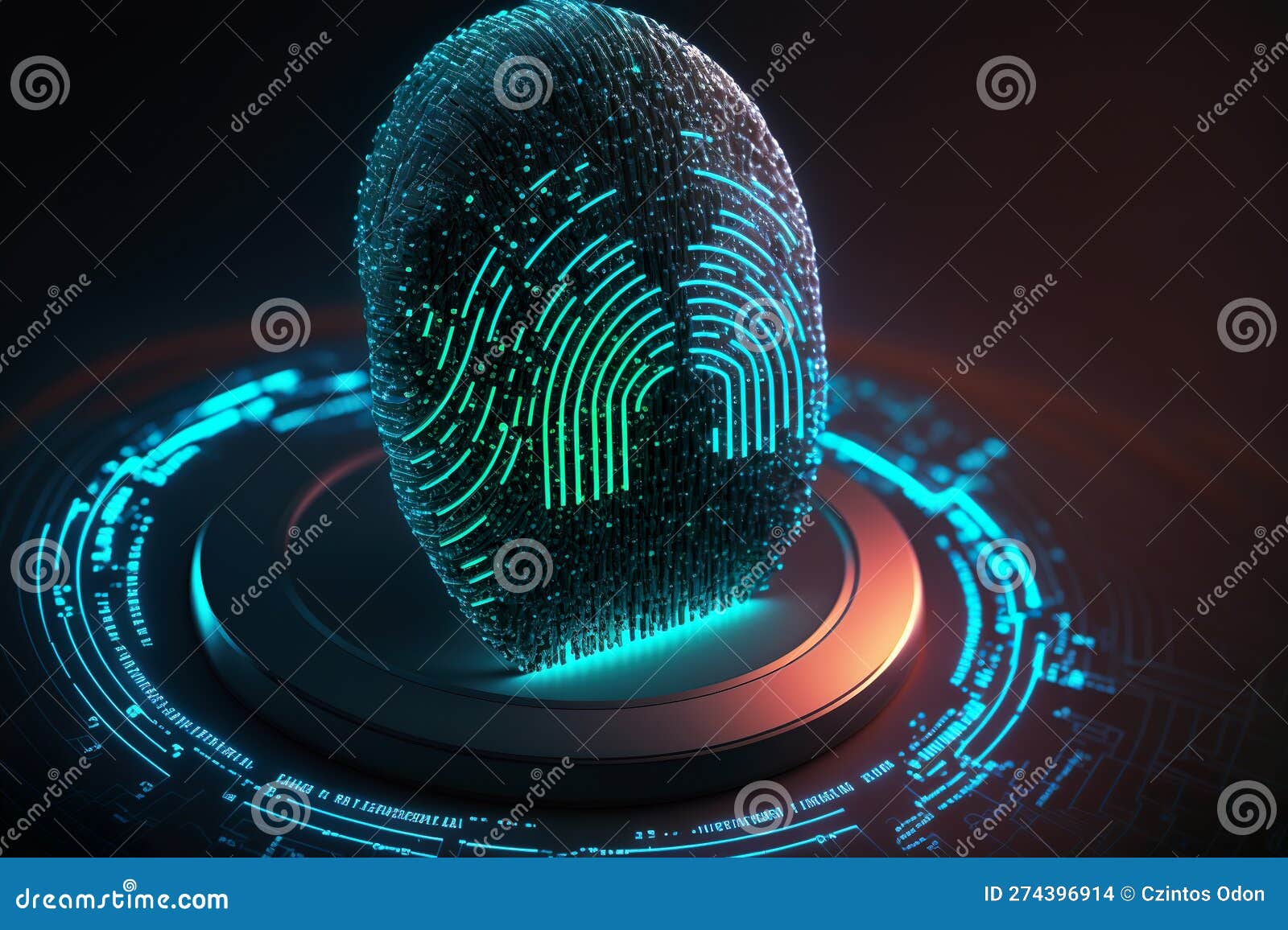 Fingerprint Reader, Identification Access Control System. Stock Photo ...