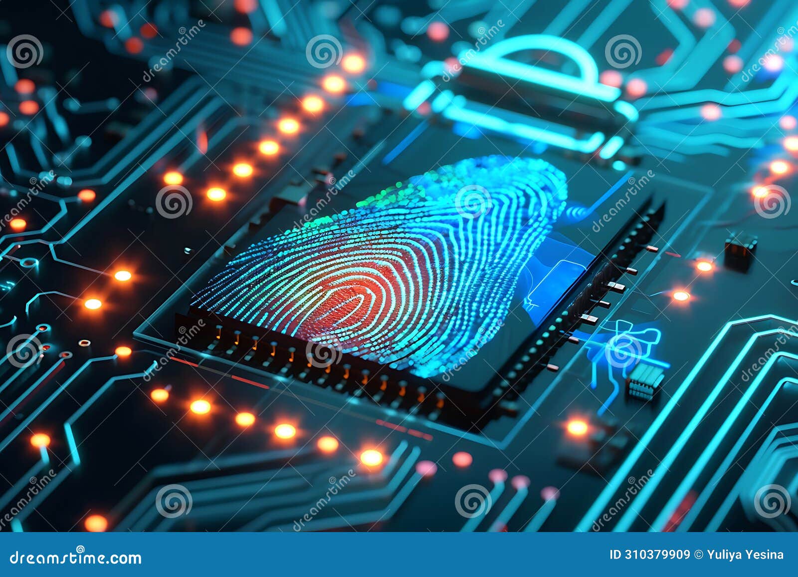 Fingerprint Recognition on a Biometric Circuit Interface Stock Image ...
