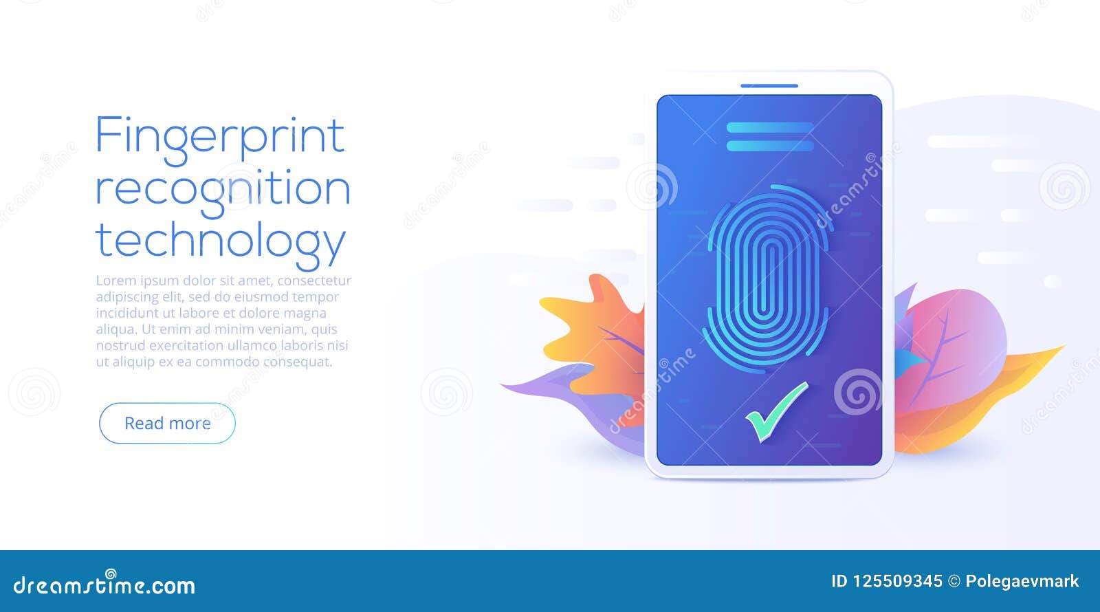 Fingerprint Recognition Technology in Flat Vector Illustration. Stock ...