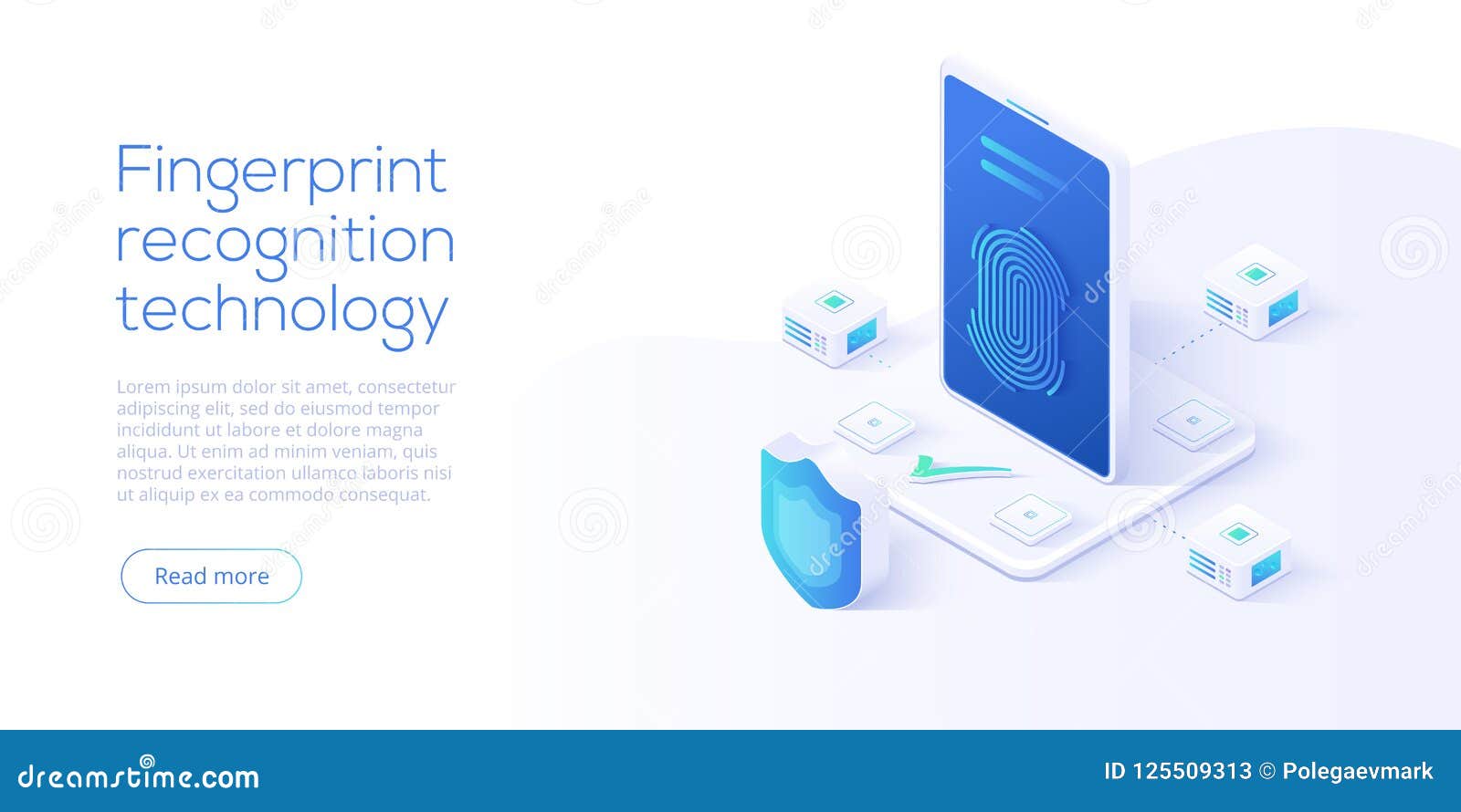 Fingerprint Recognition Technology In Isometric Vector Illustration