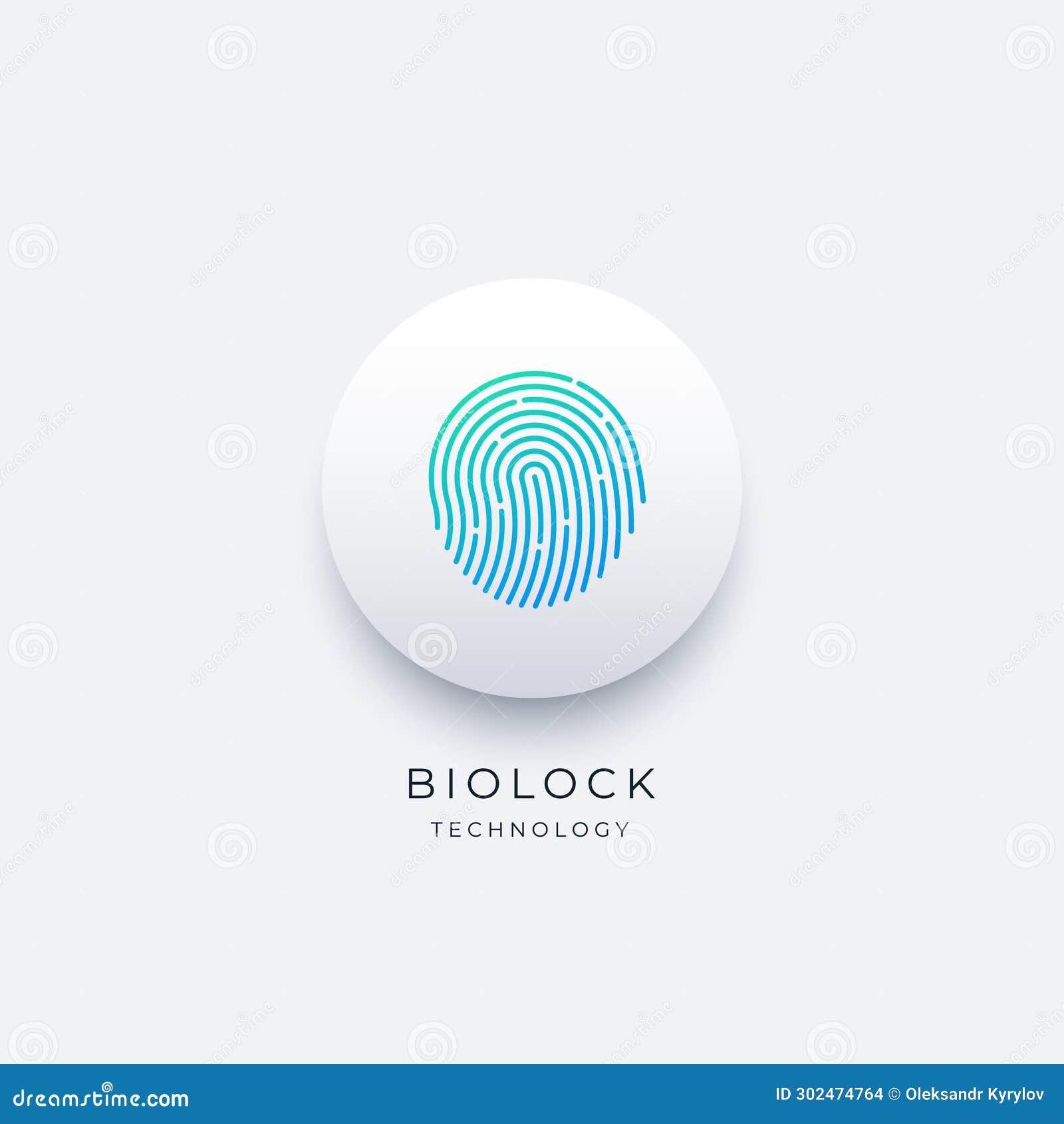 Fingerprint Round Button. Simple Icon for Logo or App Stock Vector - Illustration of biometric ...