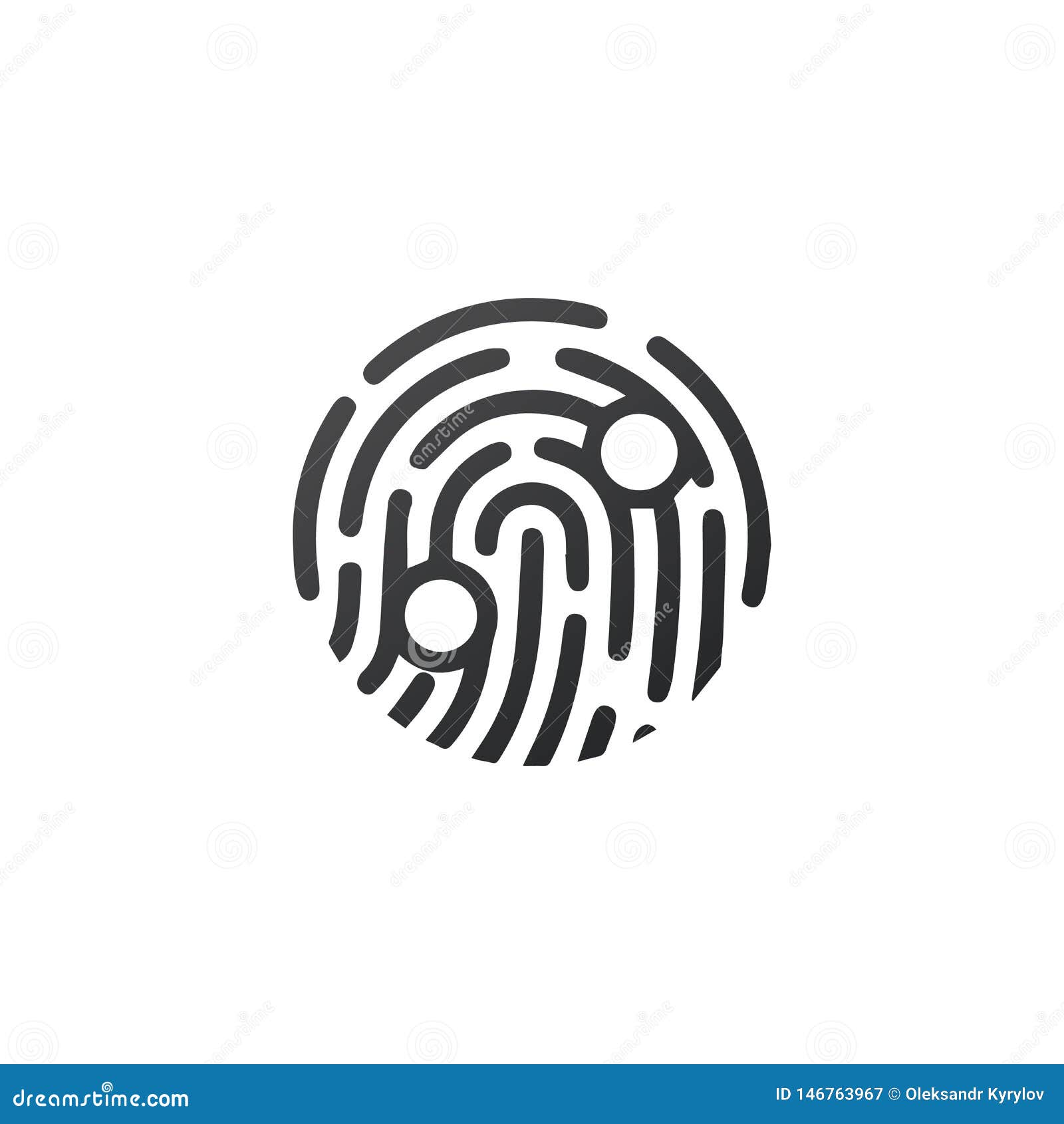 Fingerprint Rounded Shape . Fingermark And Thumbprint, Dactylogram Of ...