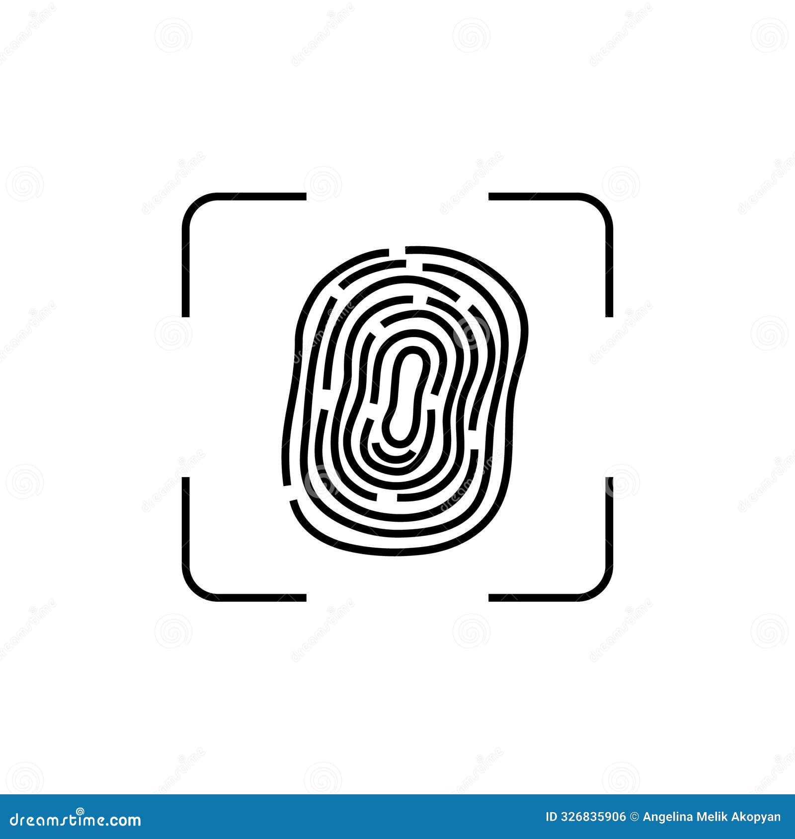 A Fingerprint Scan Icon with a Square Frame Around it. Stock Vector ...