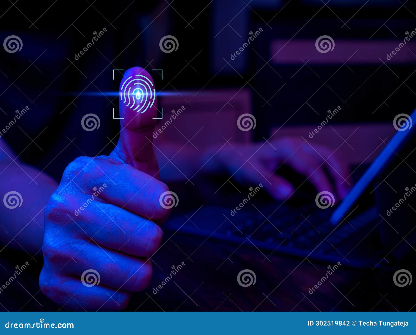 Fingerprint Scan Icon on Virtual Screen while Finger Scanning for ...