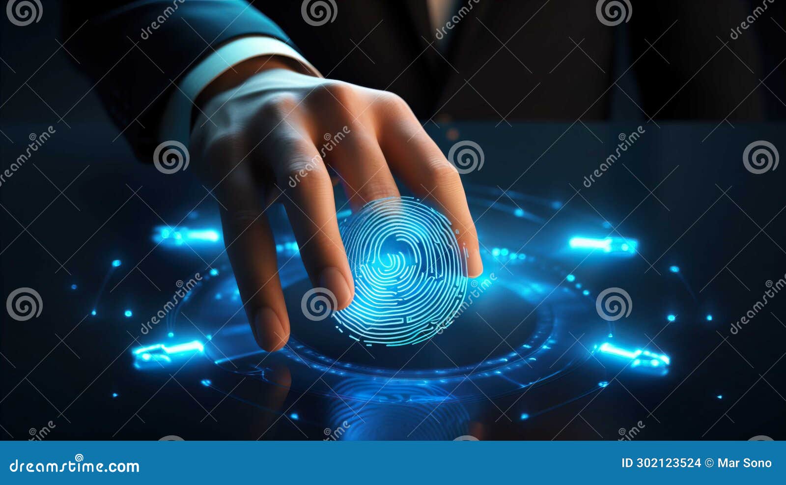 Fingerprint Scan Provides Security Access ,Businessman Pointing ...