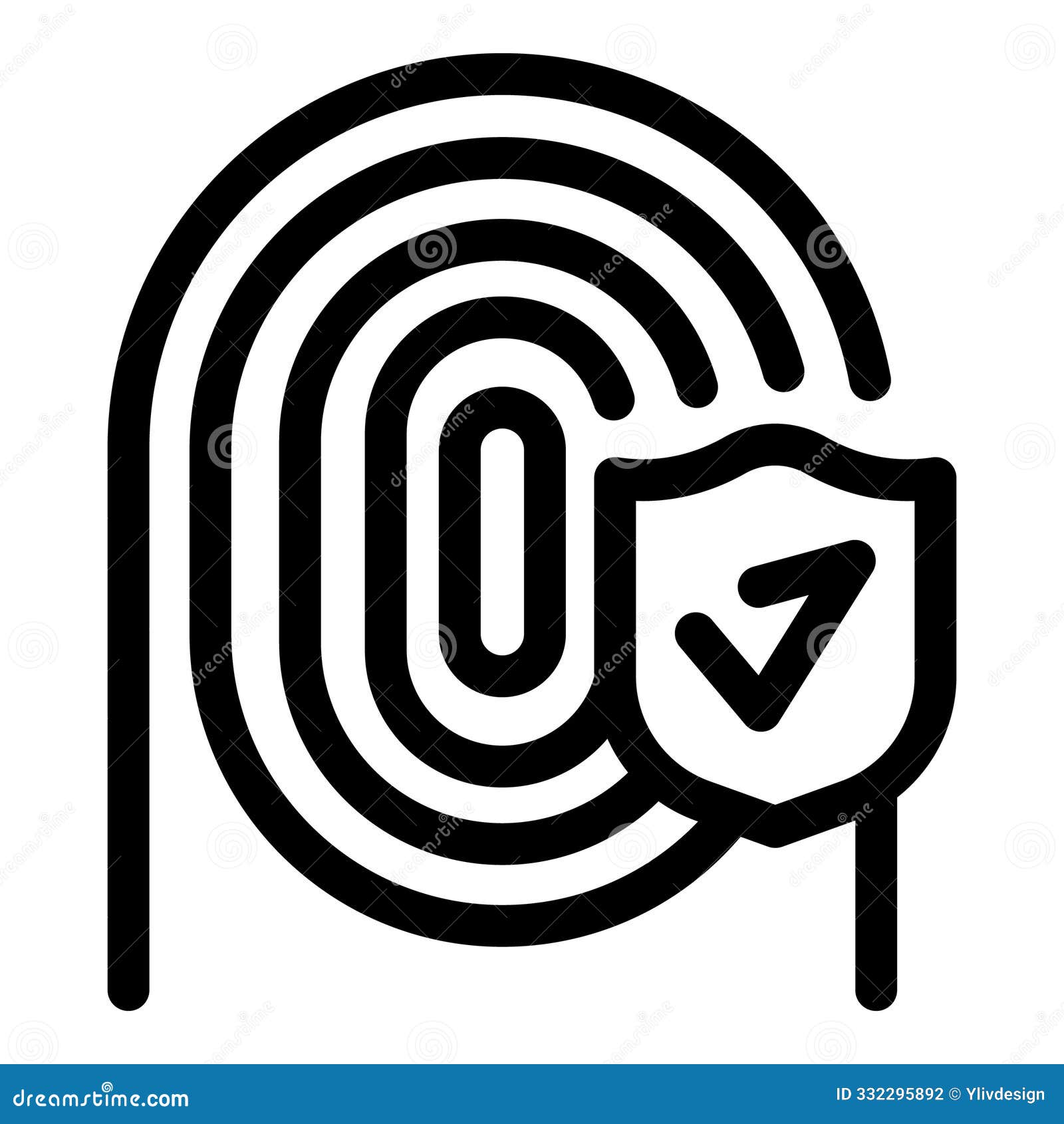 Fingerprint Scan Providing Security with Shield and Check Mark Icon ...