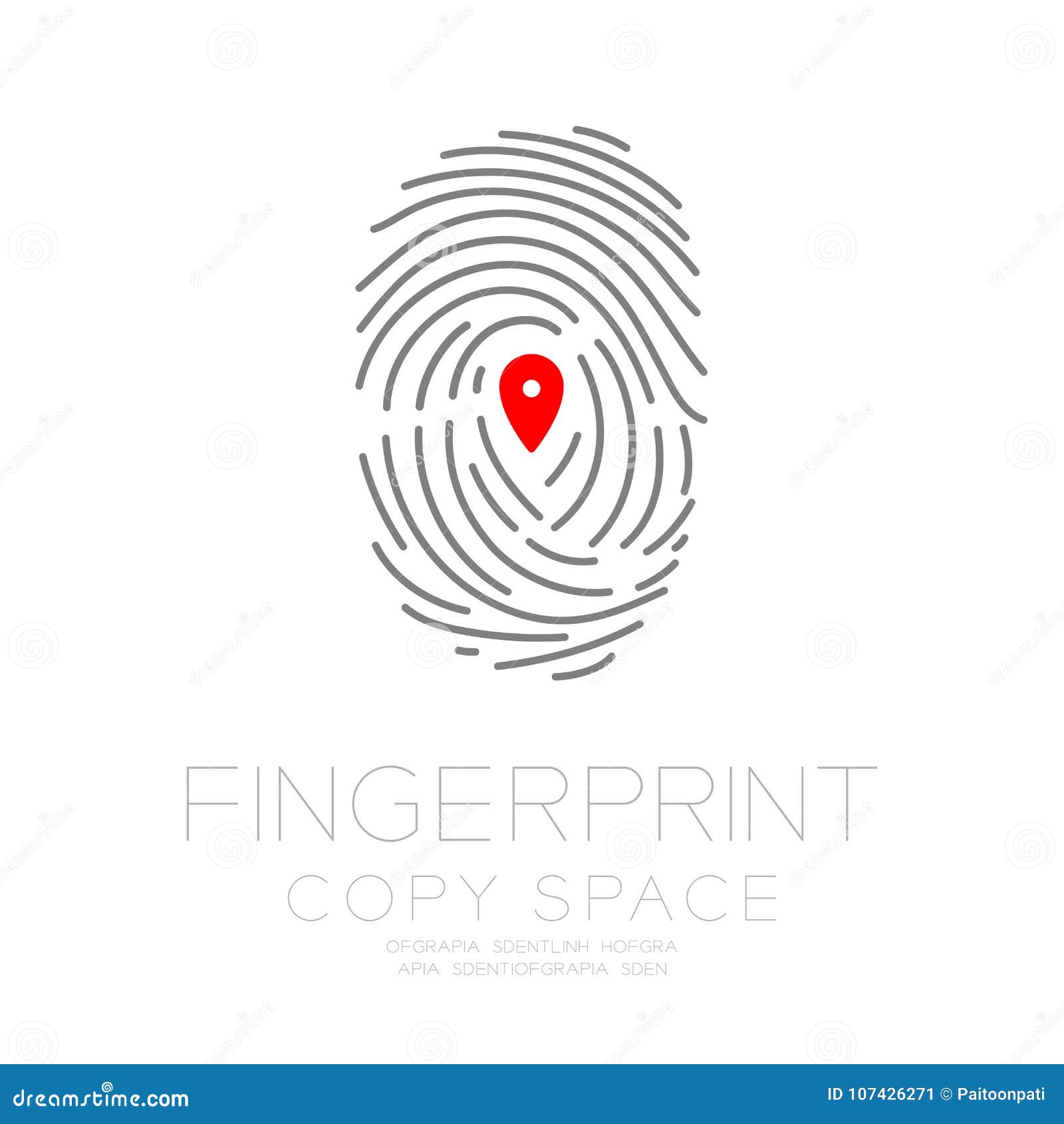 Fingerprint Scan Set with Map Pointer Symbol Concept Idea Illustration ...