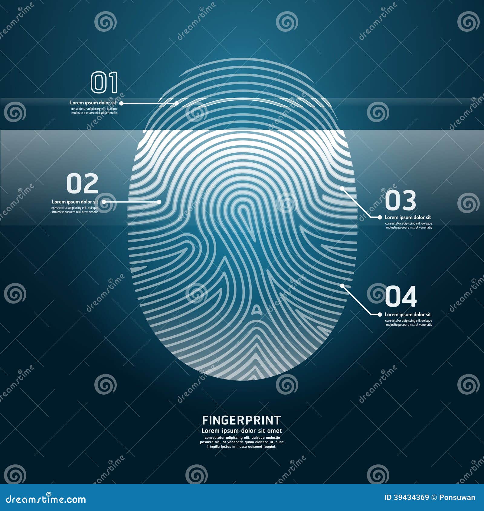 Fingerprint Scan Futuristic Concept On Abstract Blue Matrix Symbols ...