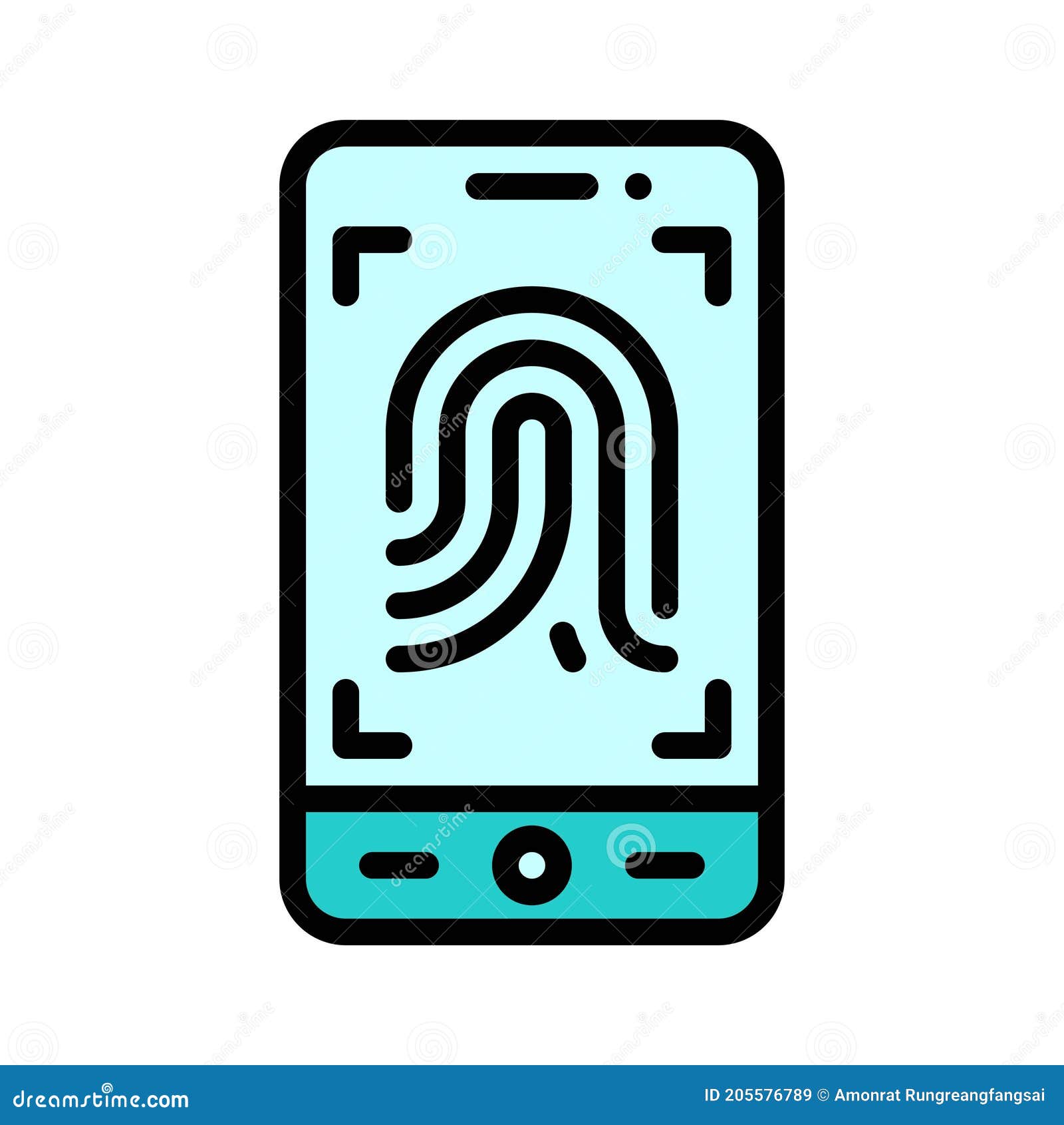 Fingerprint Scanner App Icon, Mobile Application Vector Illustration ...