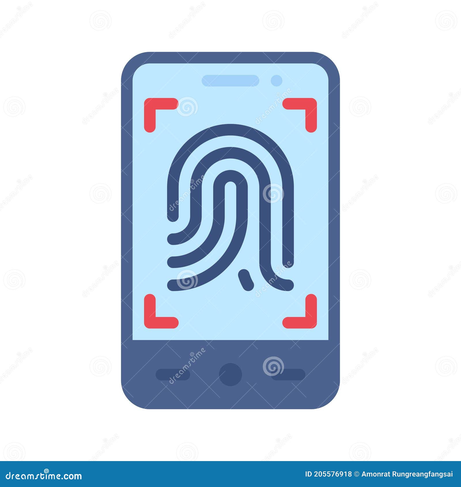 Fingerprint Scanner App Icon, Mobile Application Vector Illustration ...