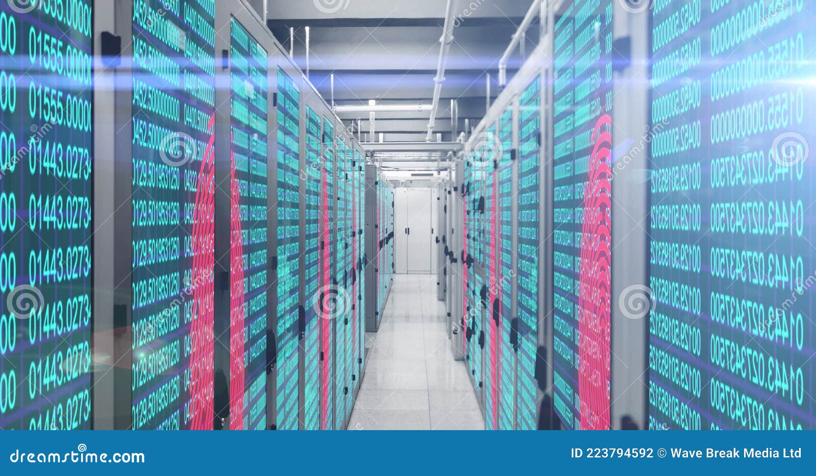 Fingerprint Scanner and Data Processing Over Server Room Stock Photo ...