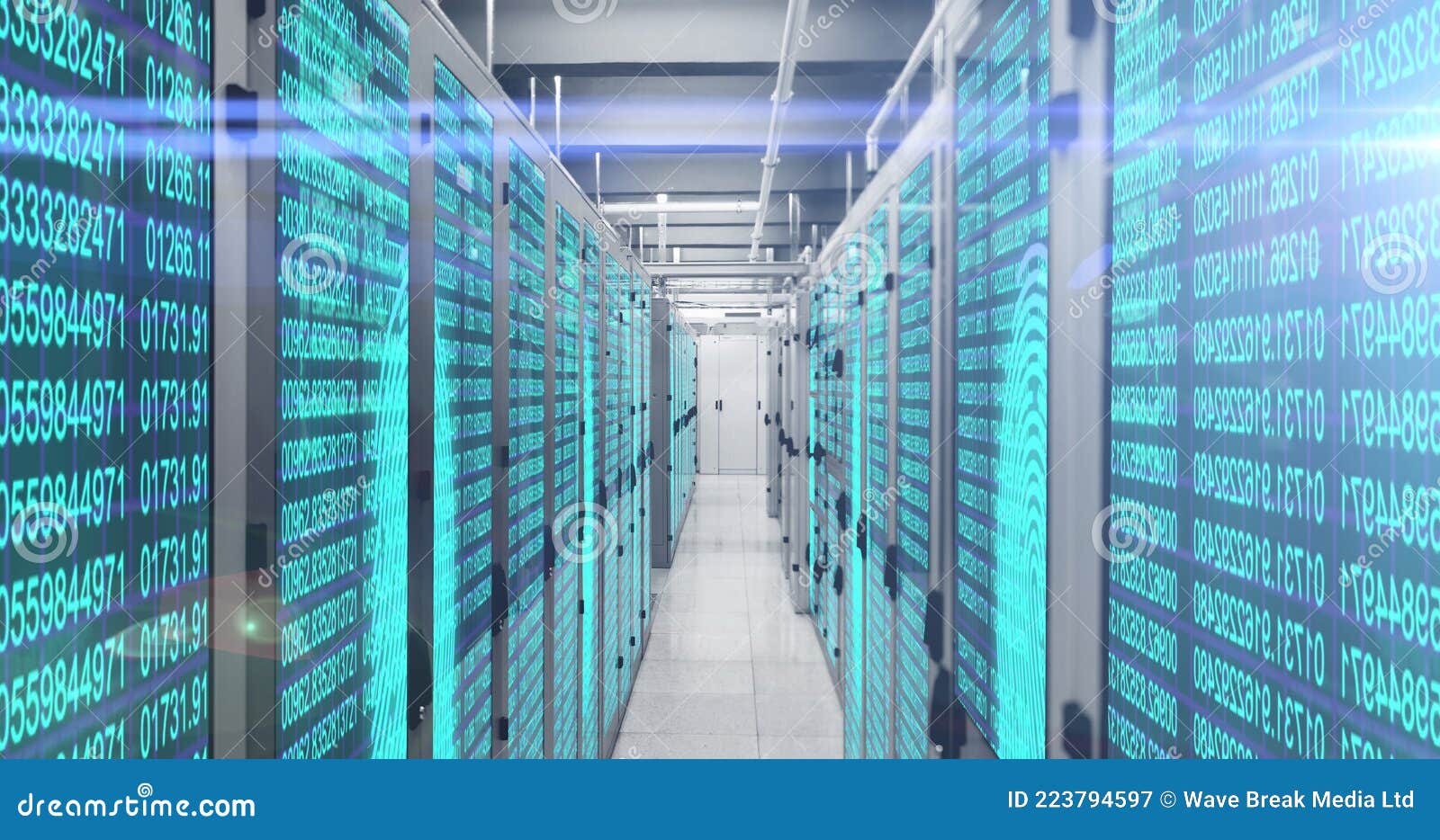 Fingerprint Scanner and Data Processing Over Server Room Stock Image ...