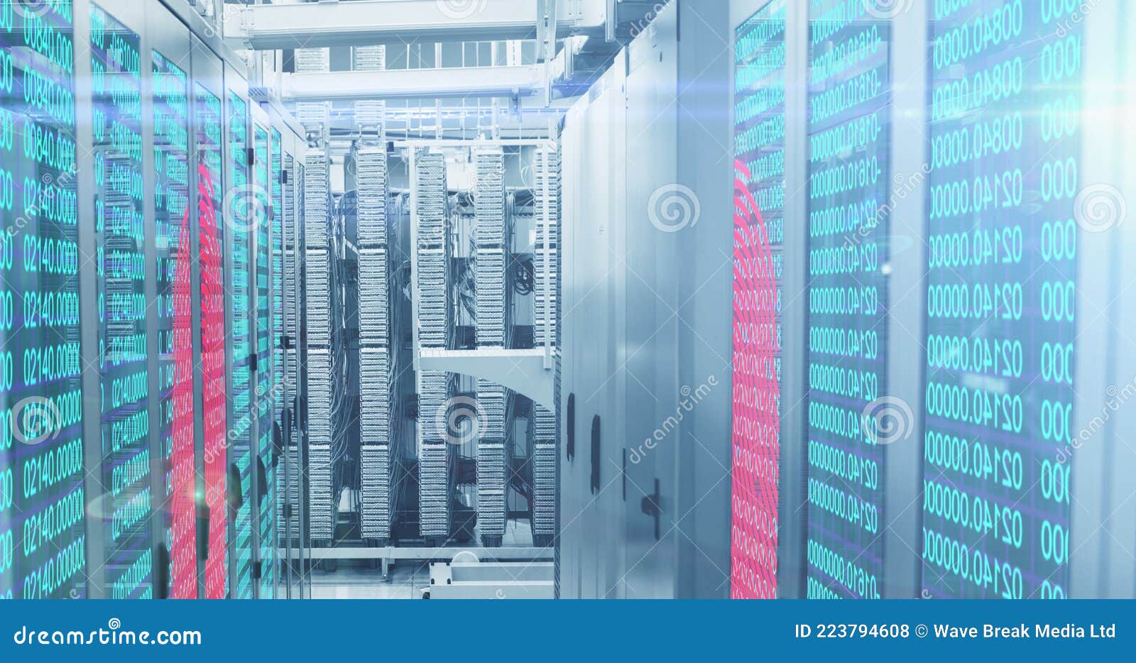 Fingerprint Scanner and Data Processing Over Server Room Stock Photo ...