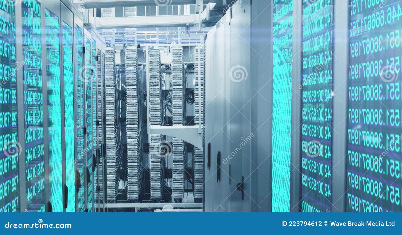 Fingerprint Scanner and Data Processing Over Server Room Stock Photo ...
