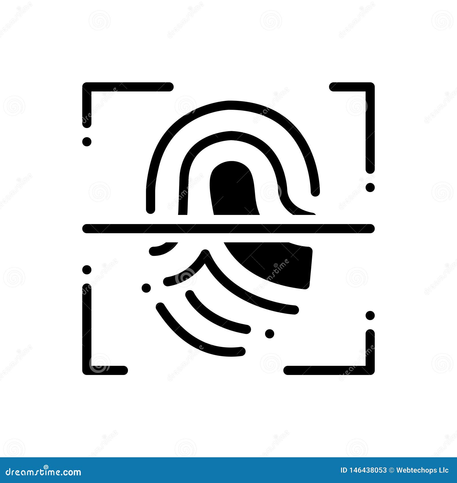 Black Solid Icon for Fingerprint Scanner, Security and Biometrics Stock ...