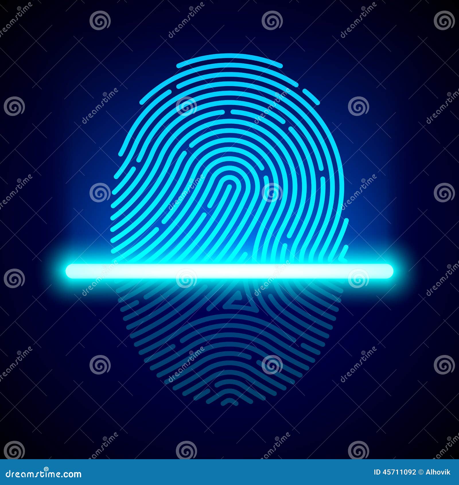 Fingerprint Scan Futuristic Concept On Abstract Green Matrix Symbols ...
