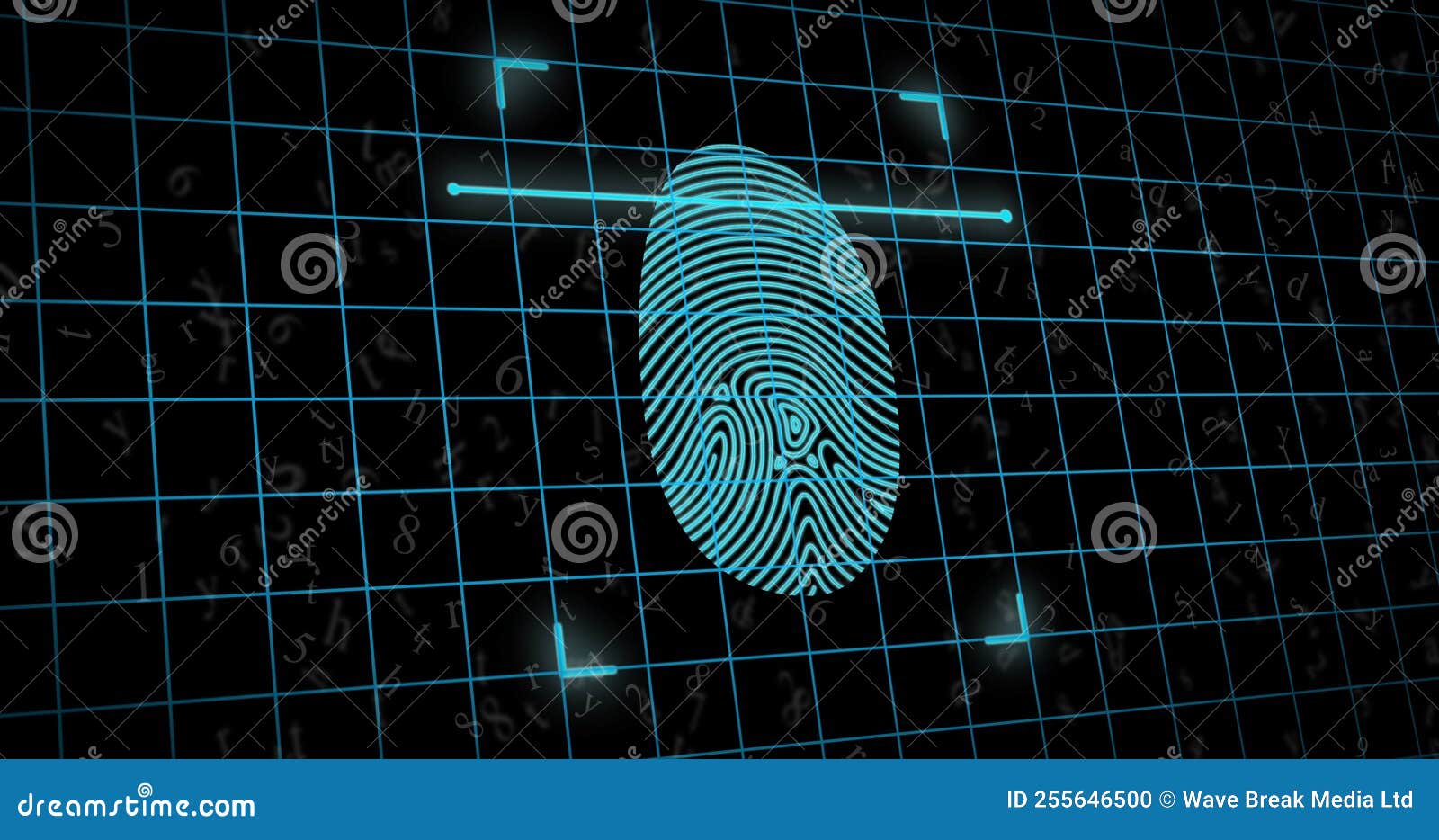 Fingerprint Scanner Over Grid Against Space Stock Illustration ...