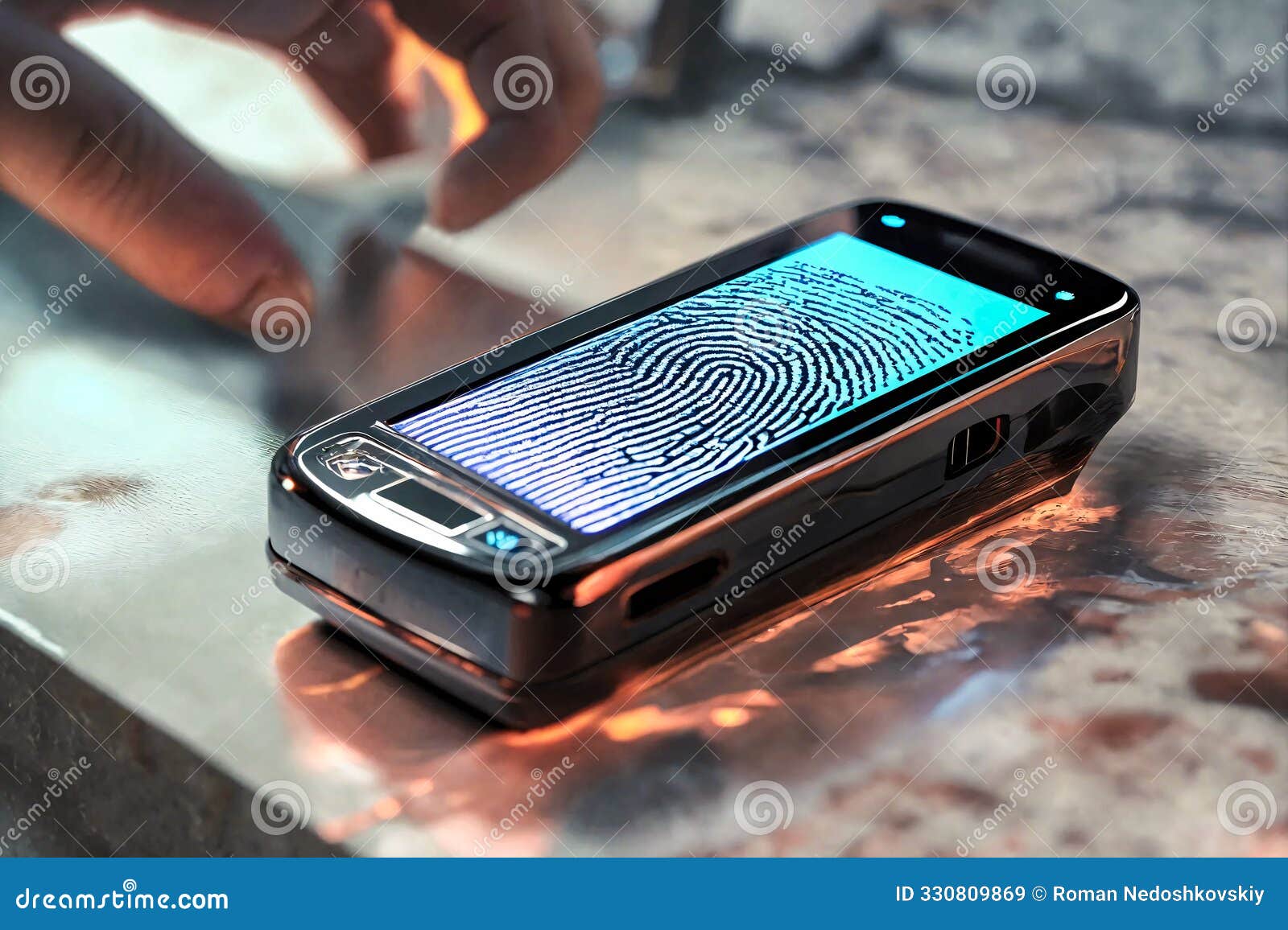 Fingerprint Scanner for Scan Biometric Identity Stock Illustration ...