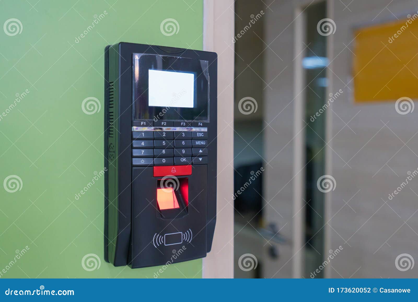 Fingerprint Scanner on Wall To Record Working Time or Enter Security ...