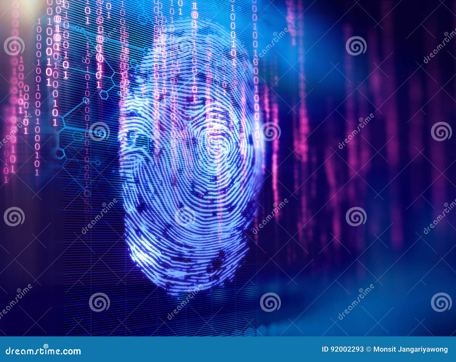 Fingerprint Scanning on Blue Technology Illustration Stock Illustration ...