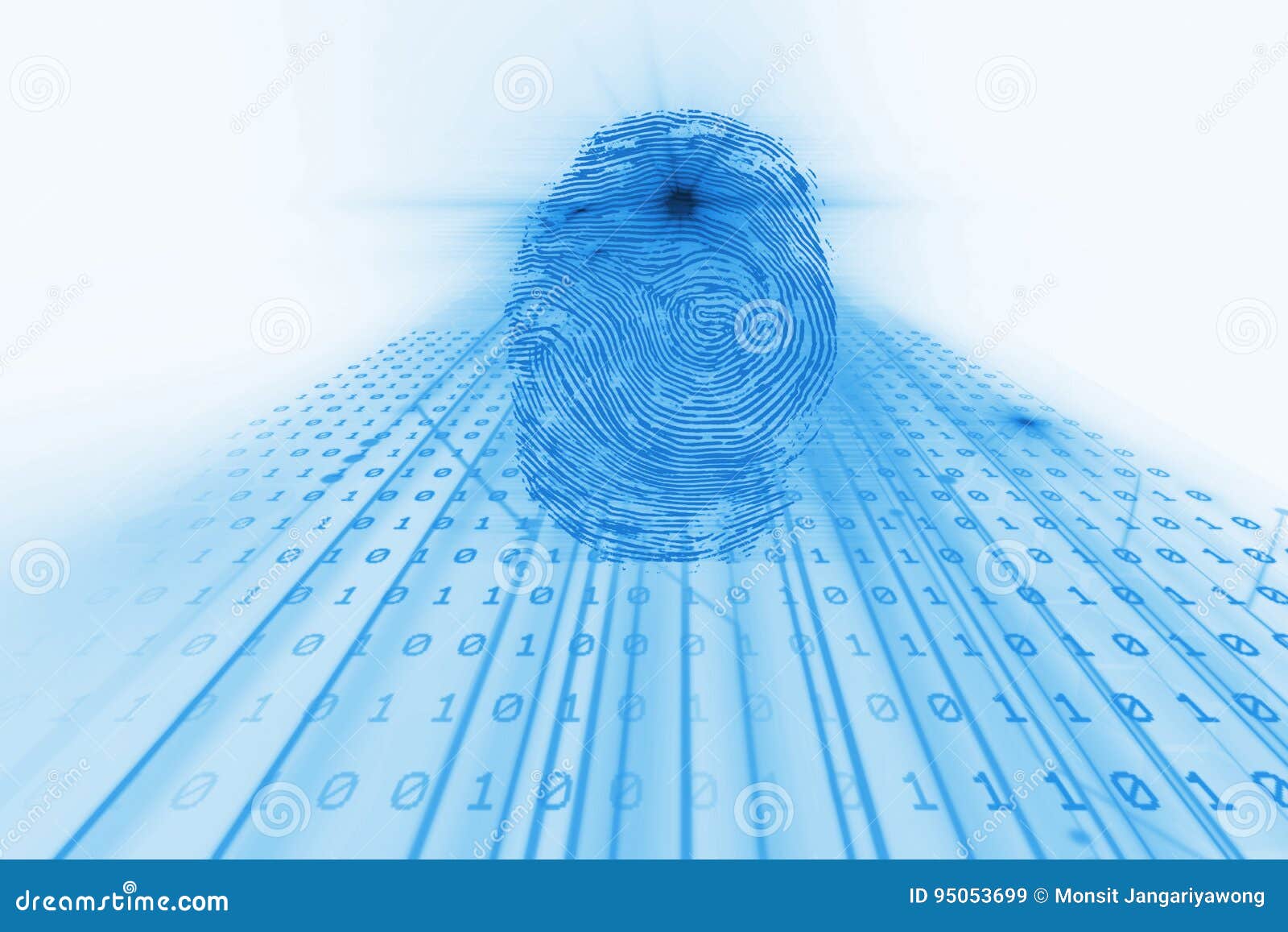 Fingerprint Scanning on Blue Technology Illustration Stock Illustration ...