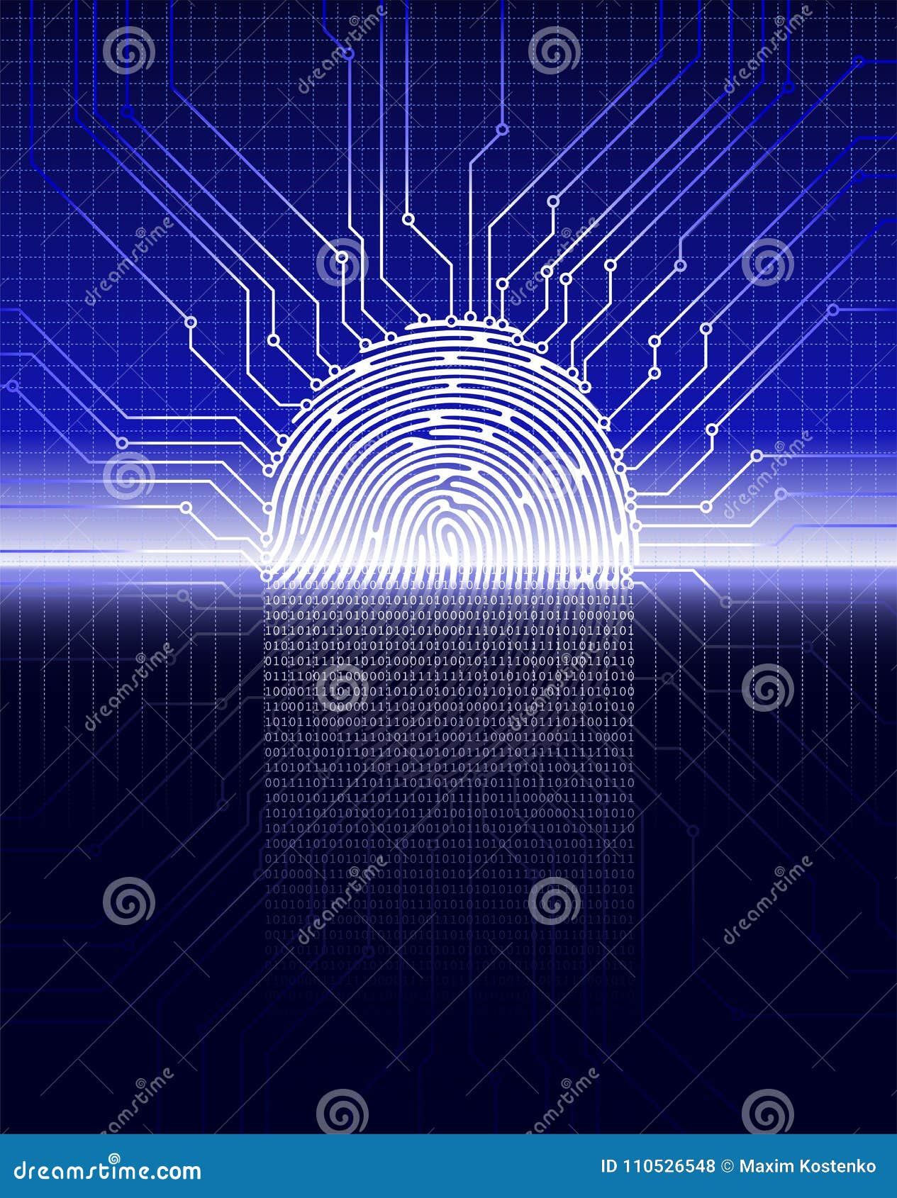 Digital Biometric, Security And Identify By Fingerprint Concept ...
