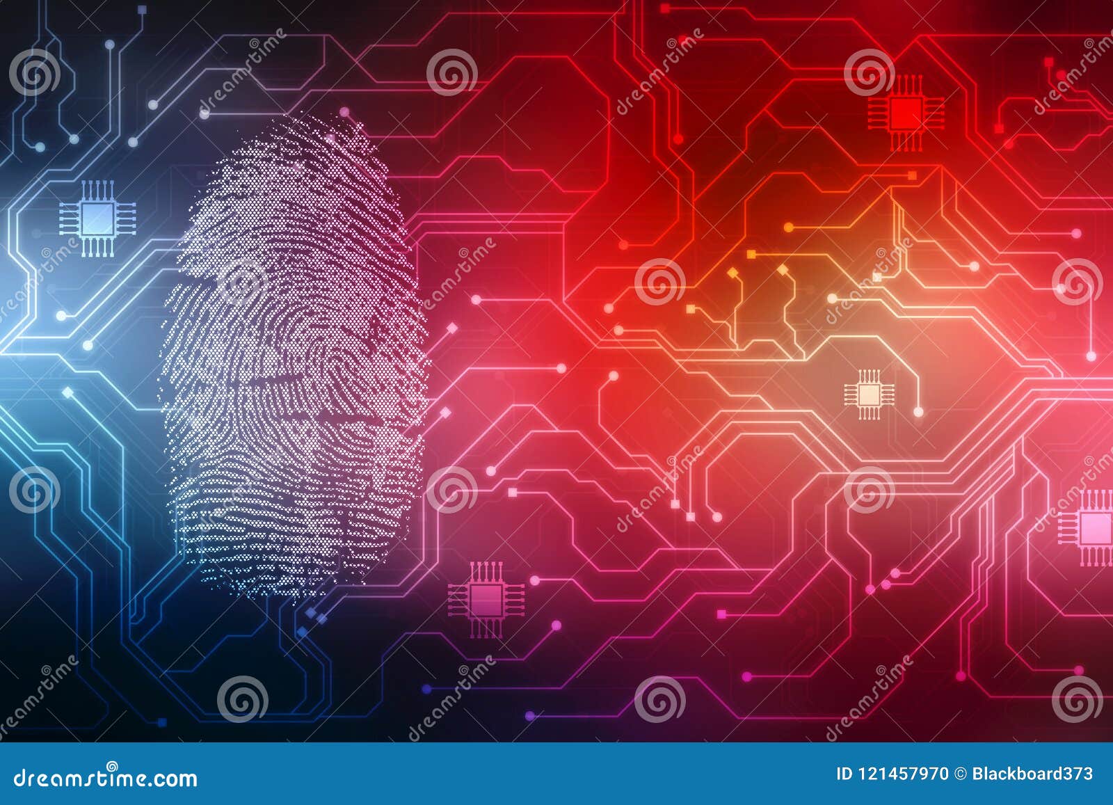Fingerprint Scanning on Digital Screen, Security Background Stock ...
