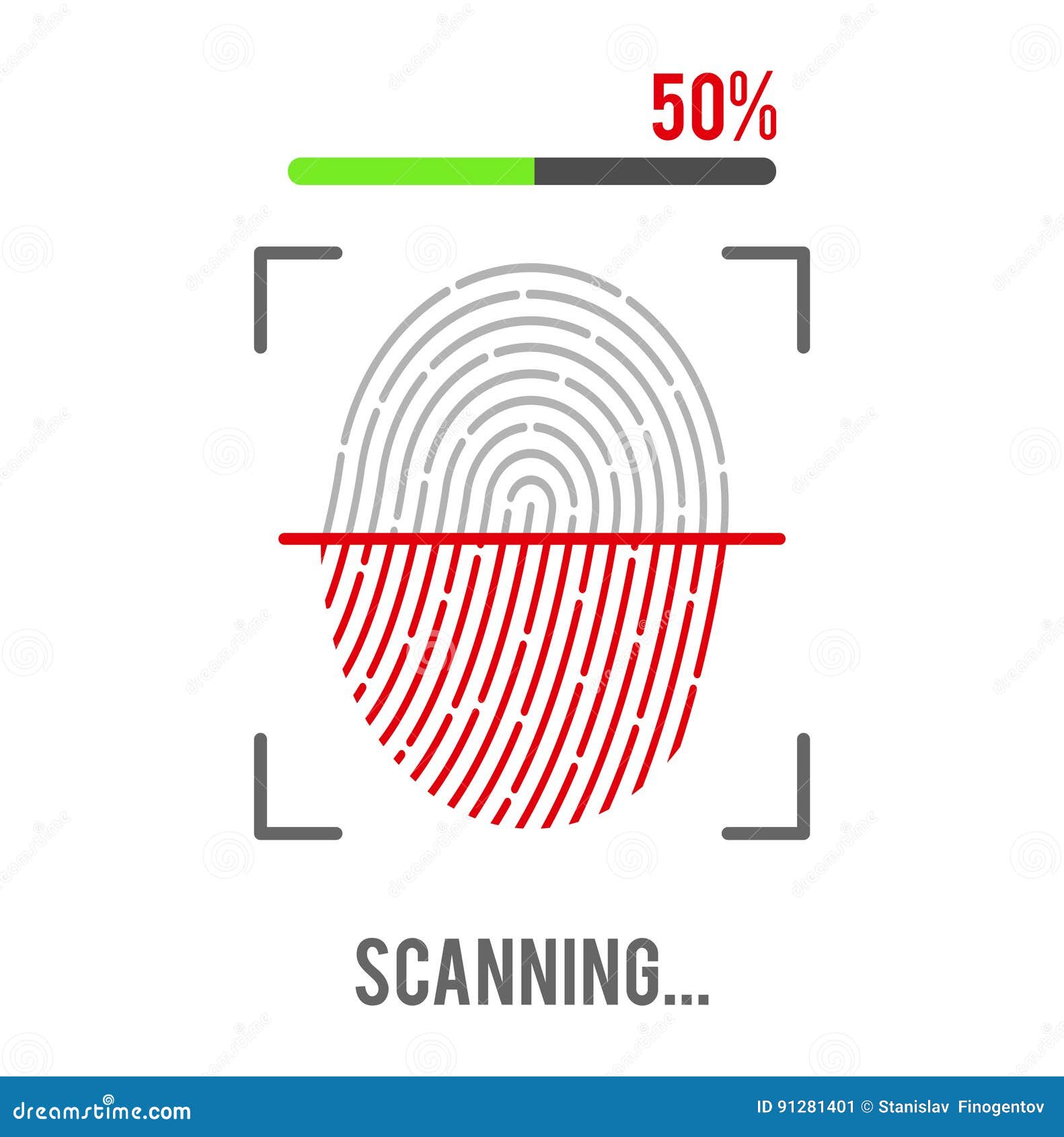 Fingerprint Scanning Icon on White Background. Biometric Authorization ...