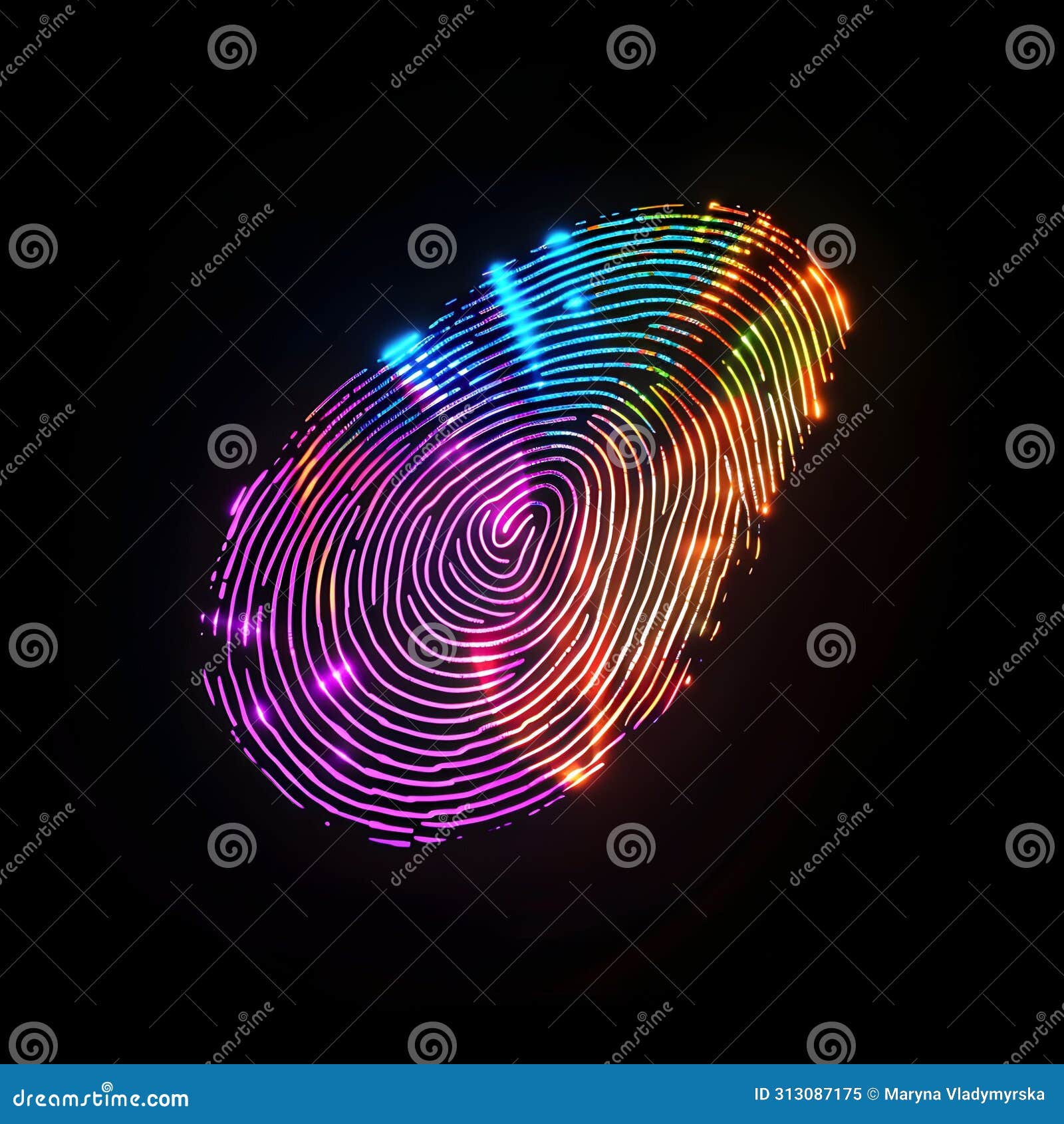 Application ID Icon. Holographic Fingerprint. Digital Biometric ...