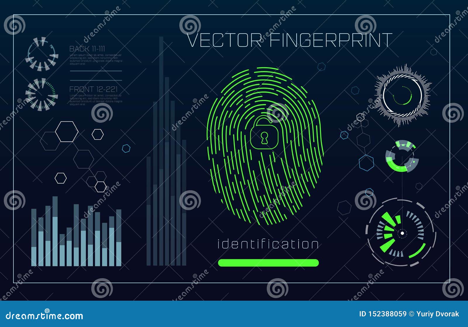 Fingerprint Scanning Identification System in Futuristic HUD Style ...