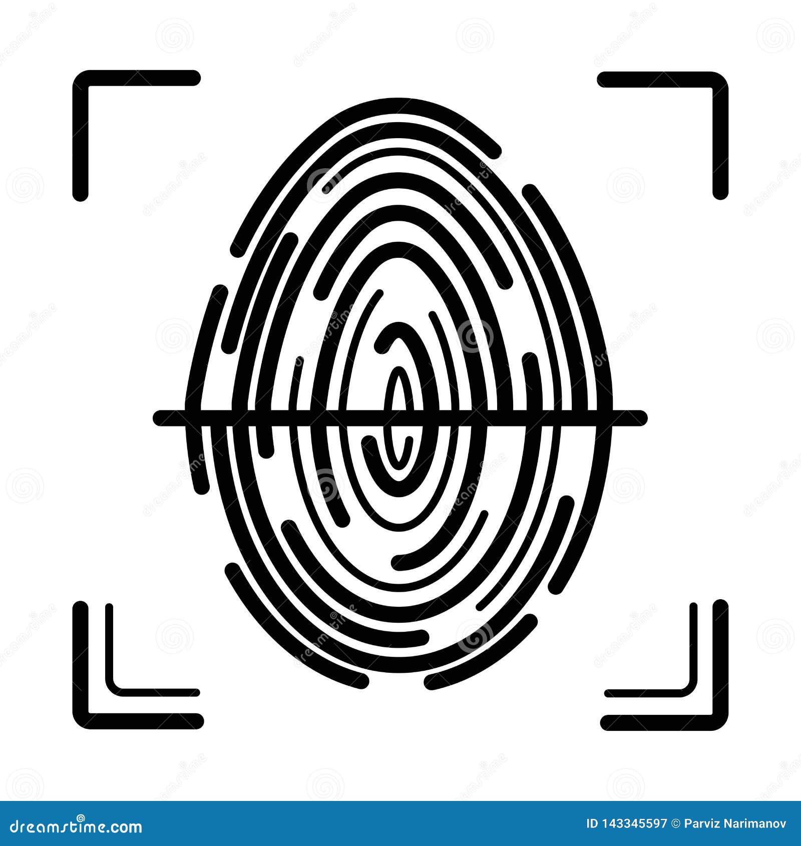 Fingerprint Scanning Line Icon Stock Vector - Illustration of sensor ...