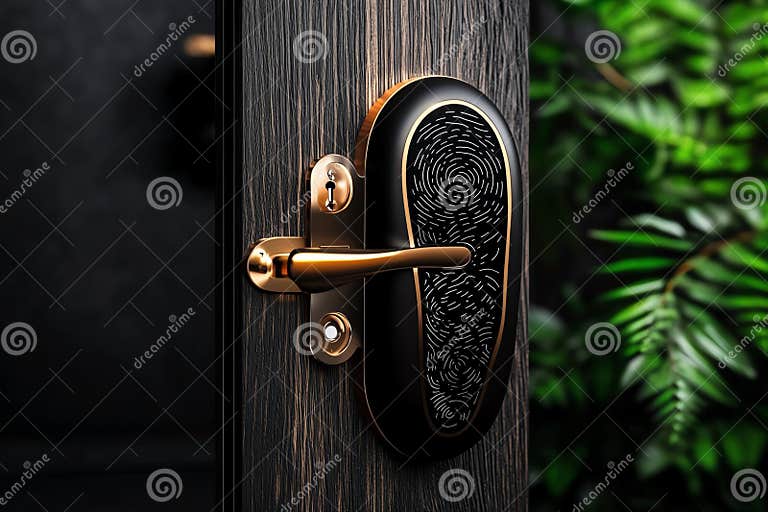 A Fingerprint-scanning Smart Lock Installed on a Front Door, Providing ...