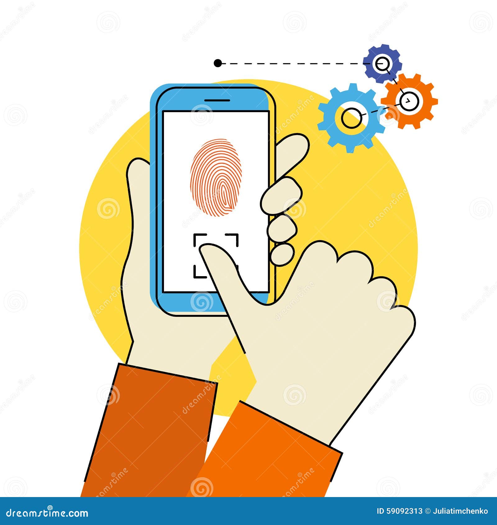 Fingerprint Scanning on Smartphone Stock Vector - Illustration of ...