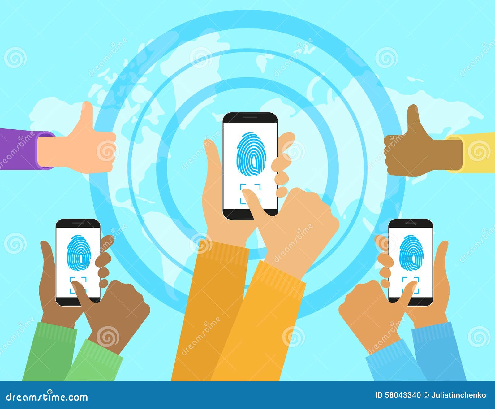 Fingerprint Scanning on Smartphone Stock Vector - Illustration of lock ...