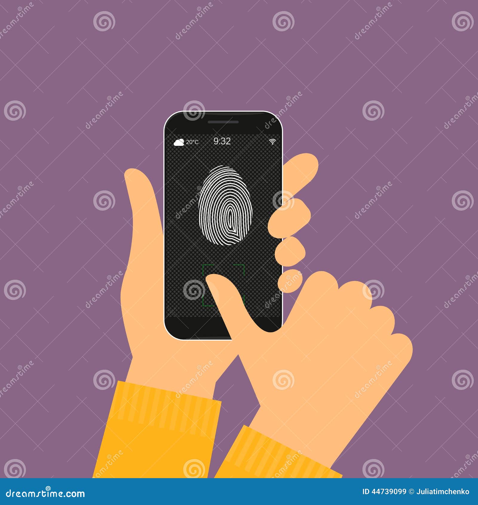 Fingerprint Scanning on Smartphone Stock Vector - Illustration of ...