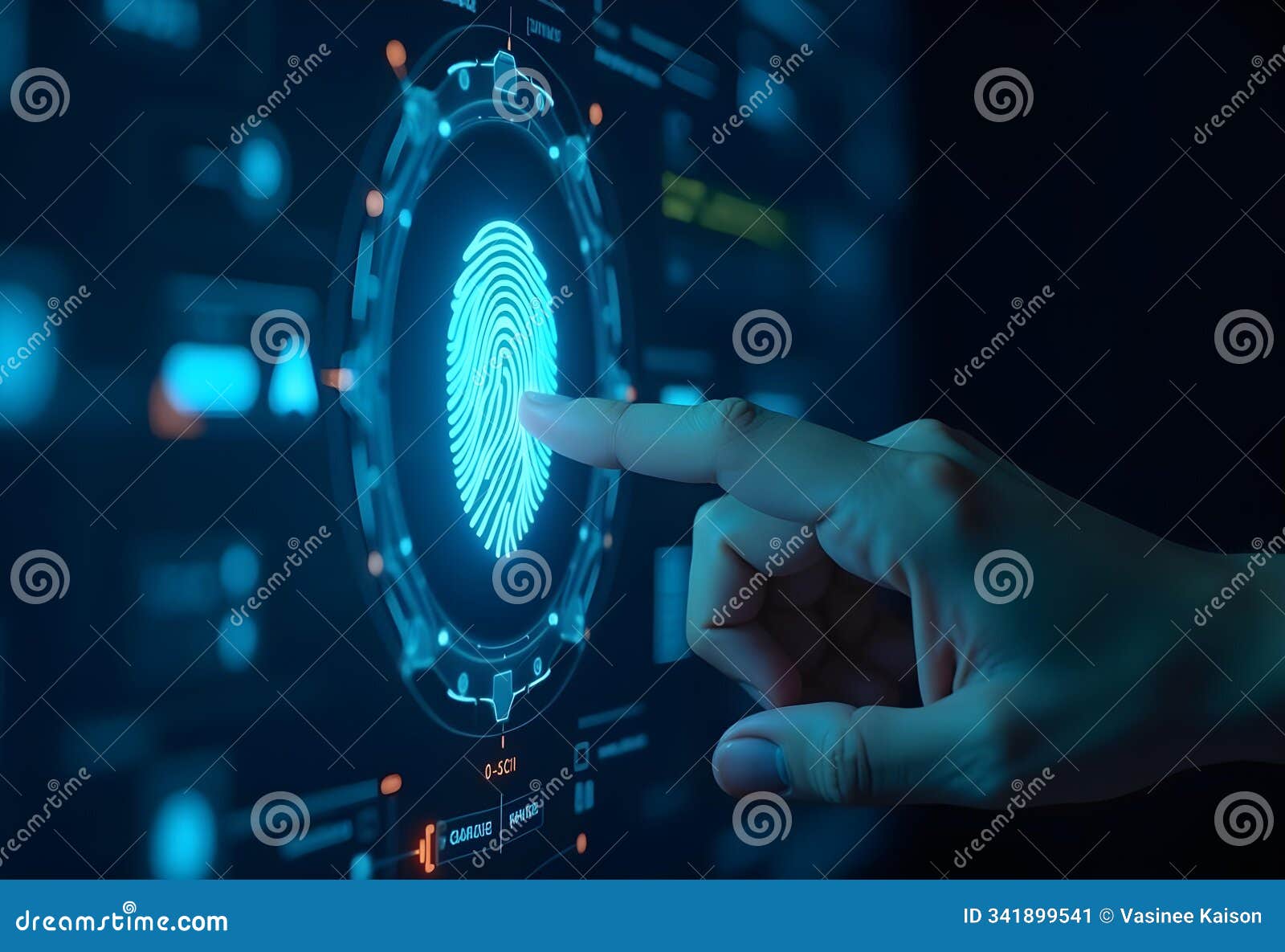Fingerprint Scanning Technology on Digital Screen Showcases Security ...