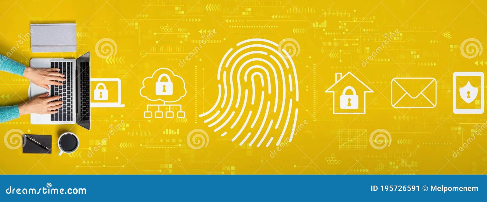 Fingerprint Scanning Theme with Person Using a Laptop Stock Image ... Fingerprint Scanning Theme with Person Using a Laptop Stock Image ...