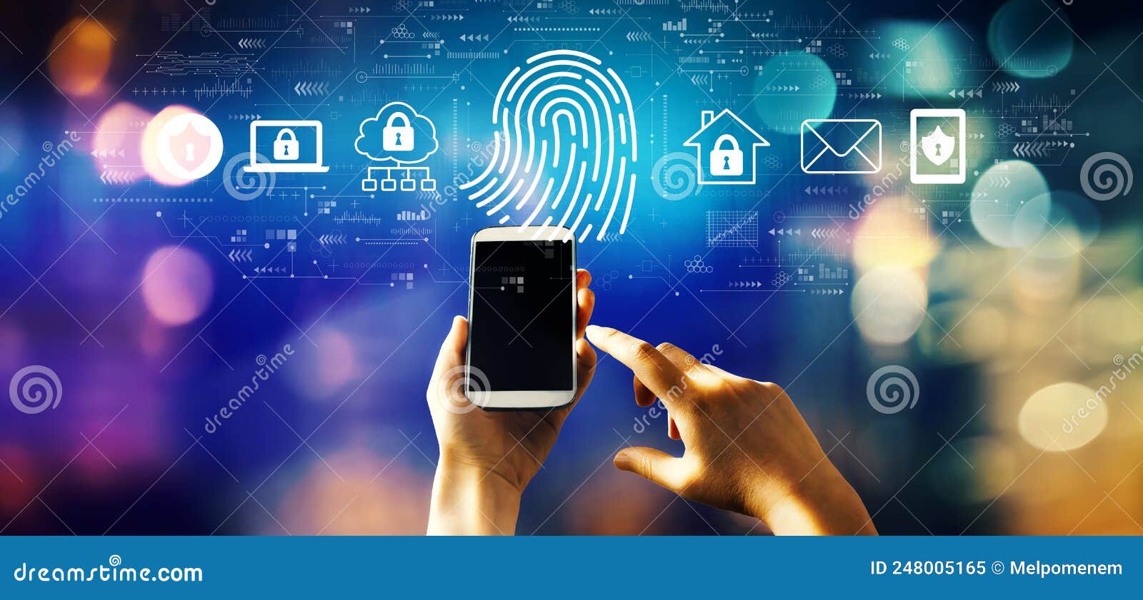 Fingerprint Scanning Theme with Person Using Smartphone Stock Image ... Fingerprint Scanning Theme with Person Using Smartphone Stock Image ...