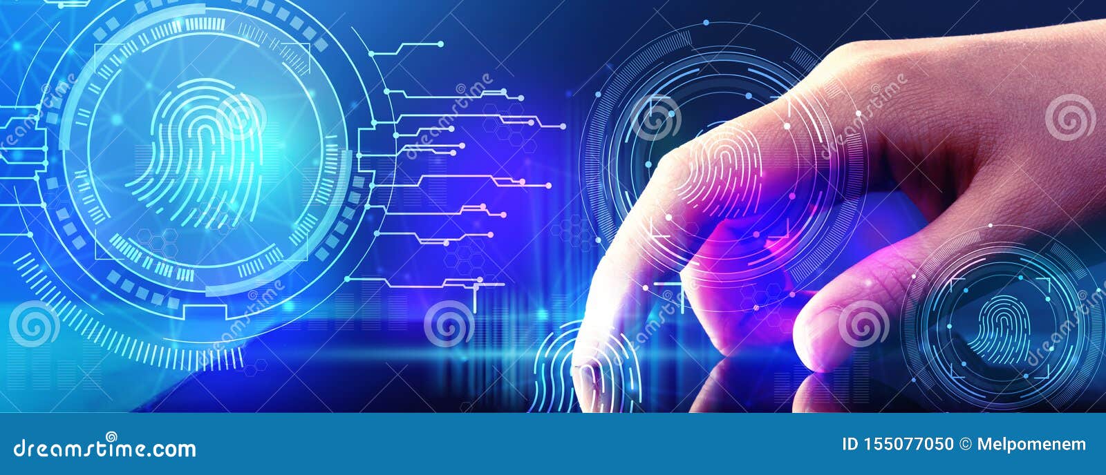 Fingerprint Scanning Theme with Tablet Computer Stock Photo - Image of ...