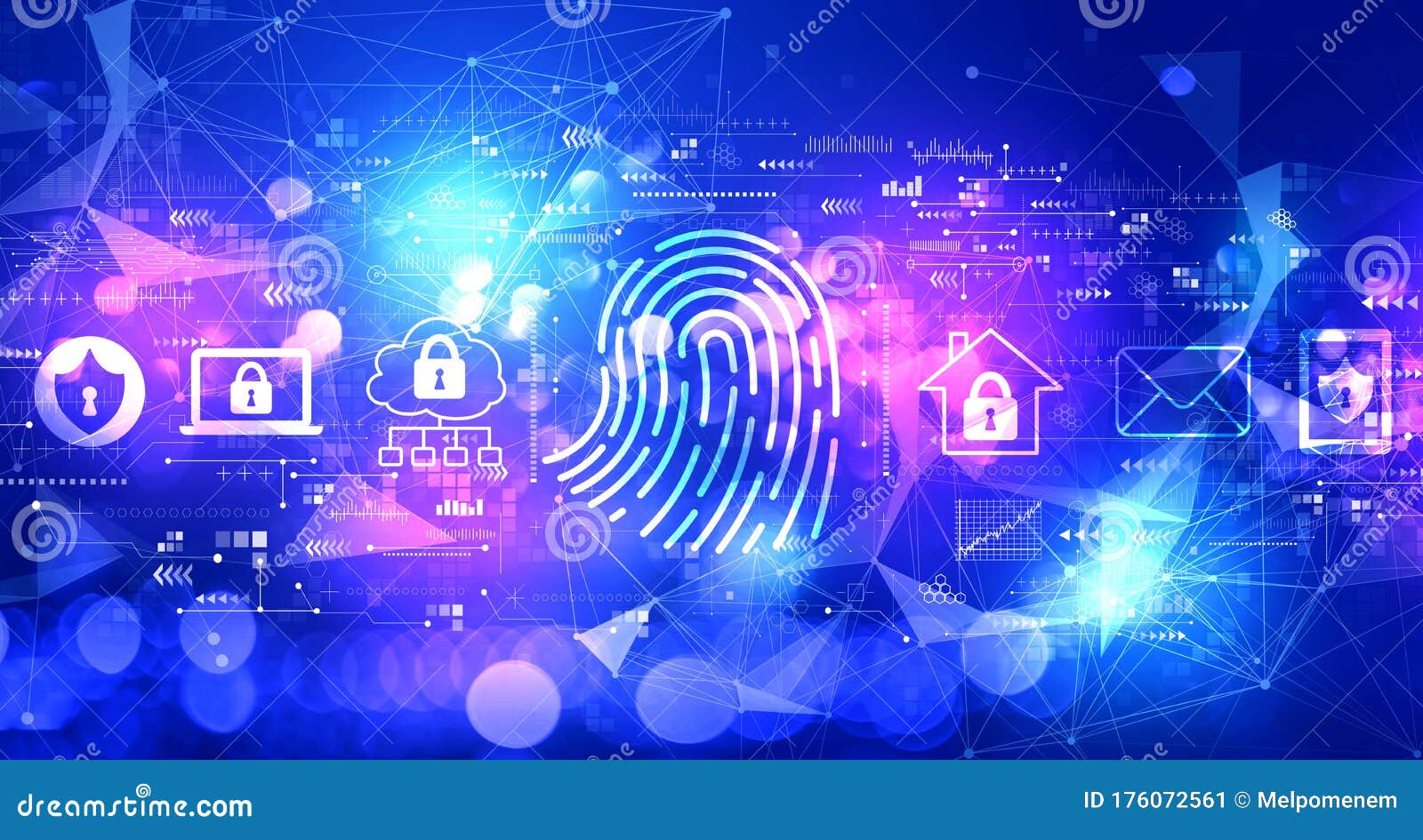 Fingerprint Scanning Theme with Technology Light Background Stock Image ...