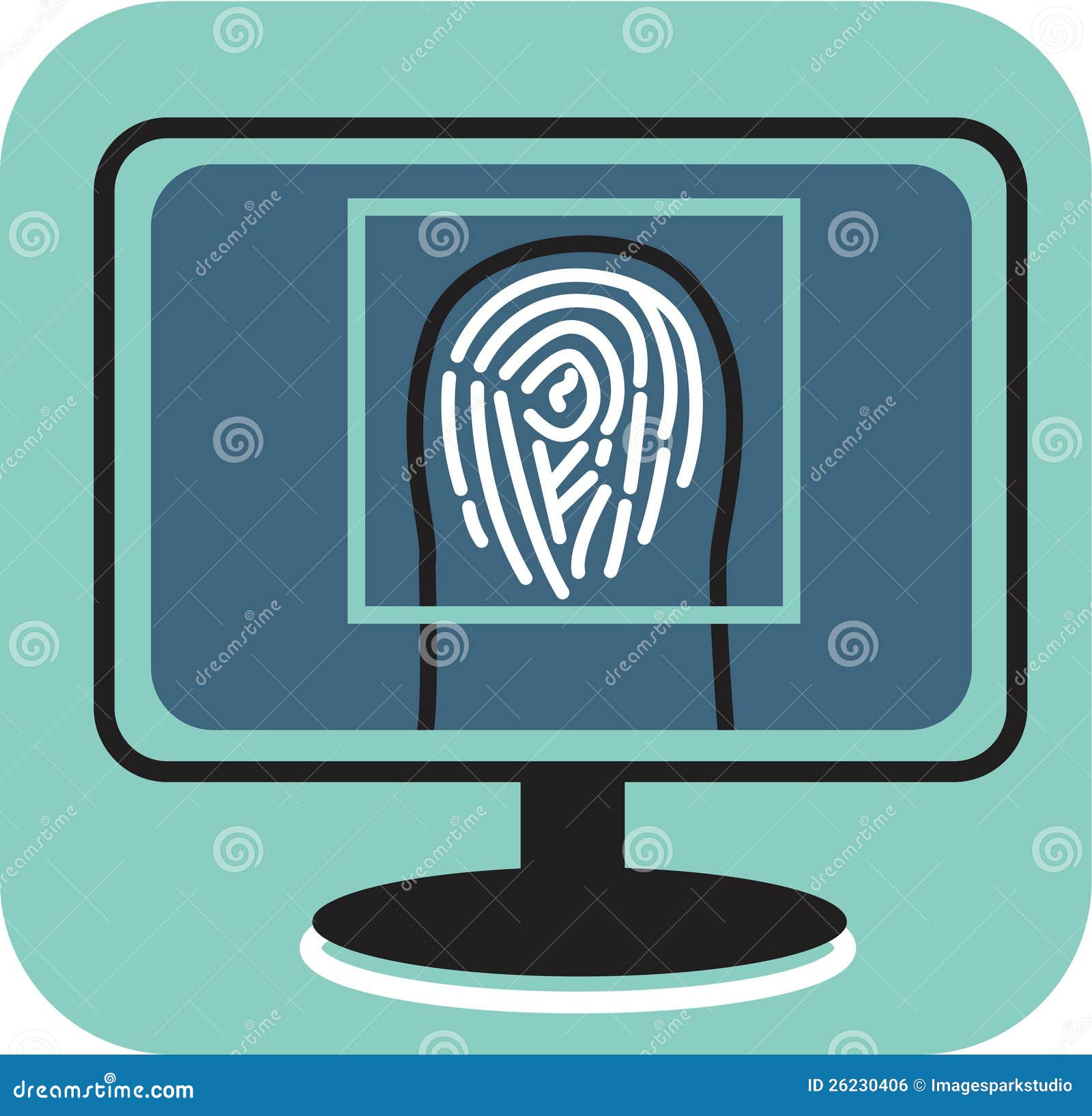 Fingerprint on screen stock illustration. Illustration of technology ...