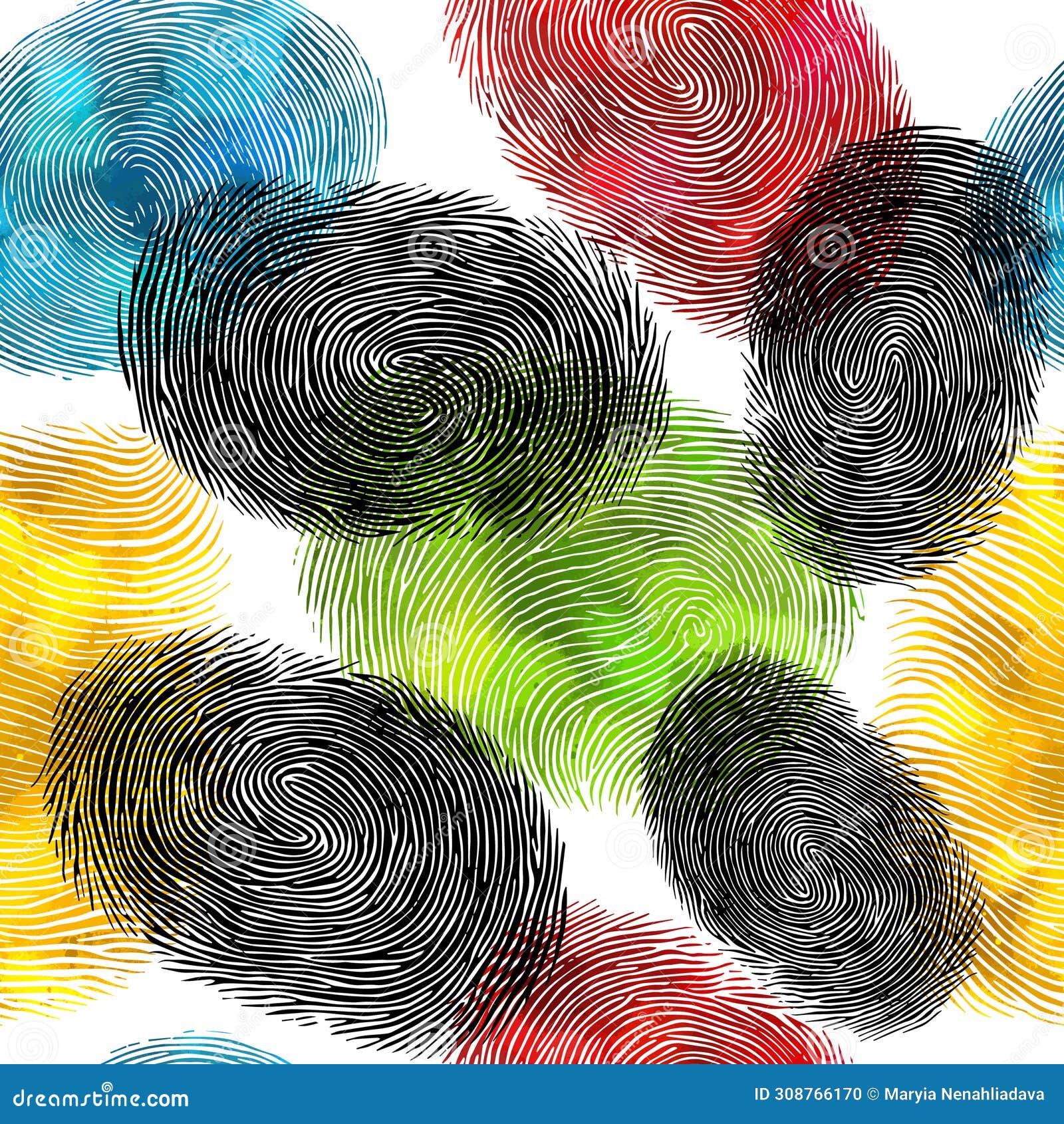 Fingerprint Seamless Colored Pattern. Hand Drawing. Not AI, Vector ...