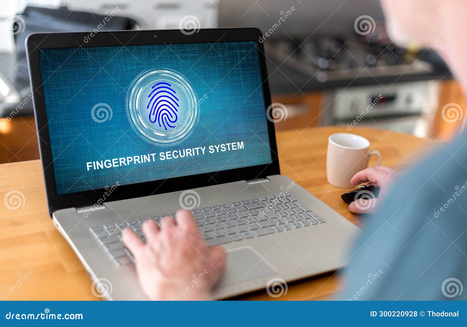 Fingerprint Security System Concept on a Laptop Stock Photo - Image of ...