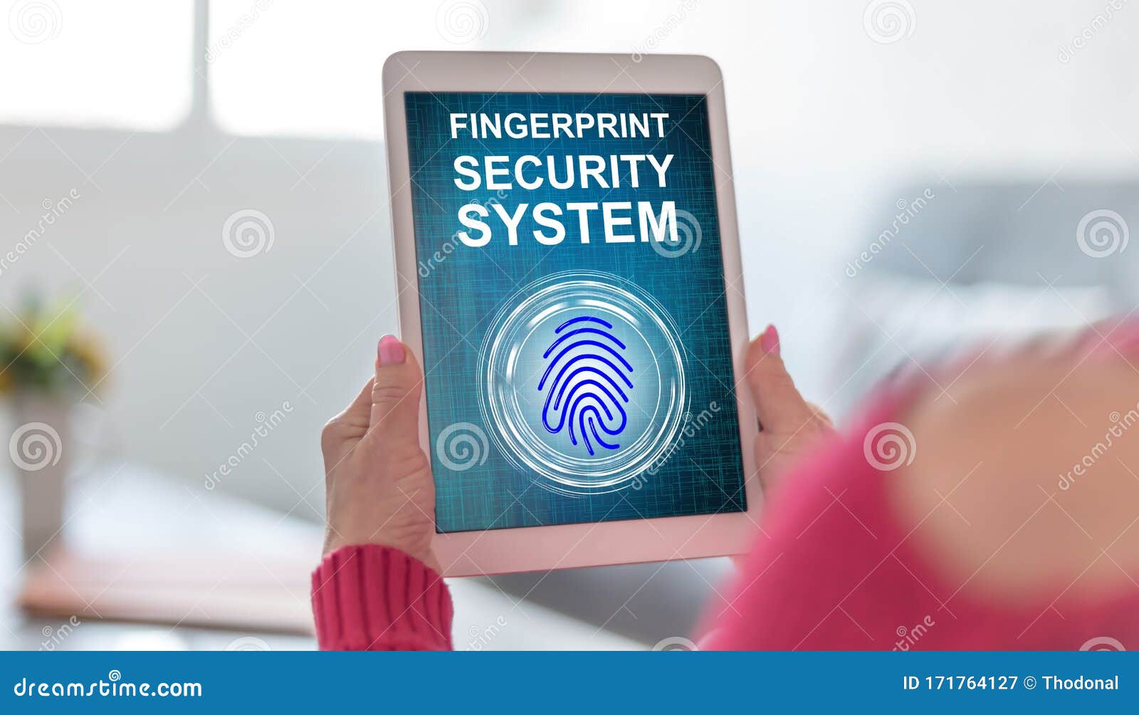 Fingerprint Security System Concept on a Tablet Stock Image - Image of ...