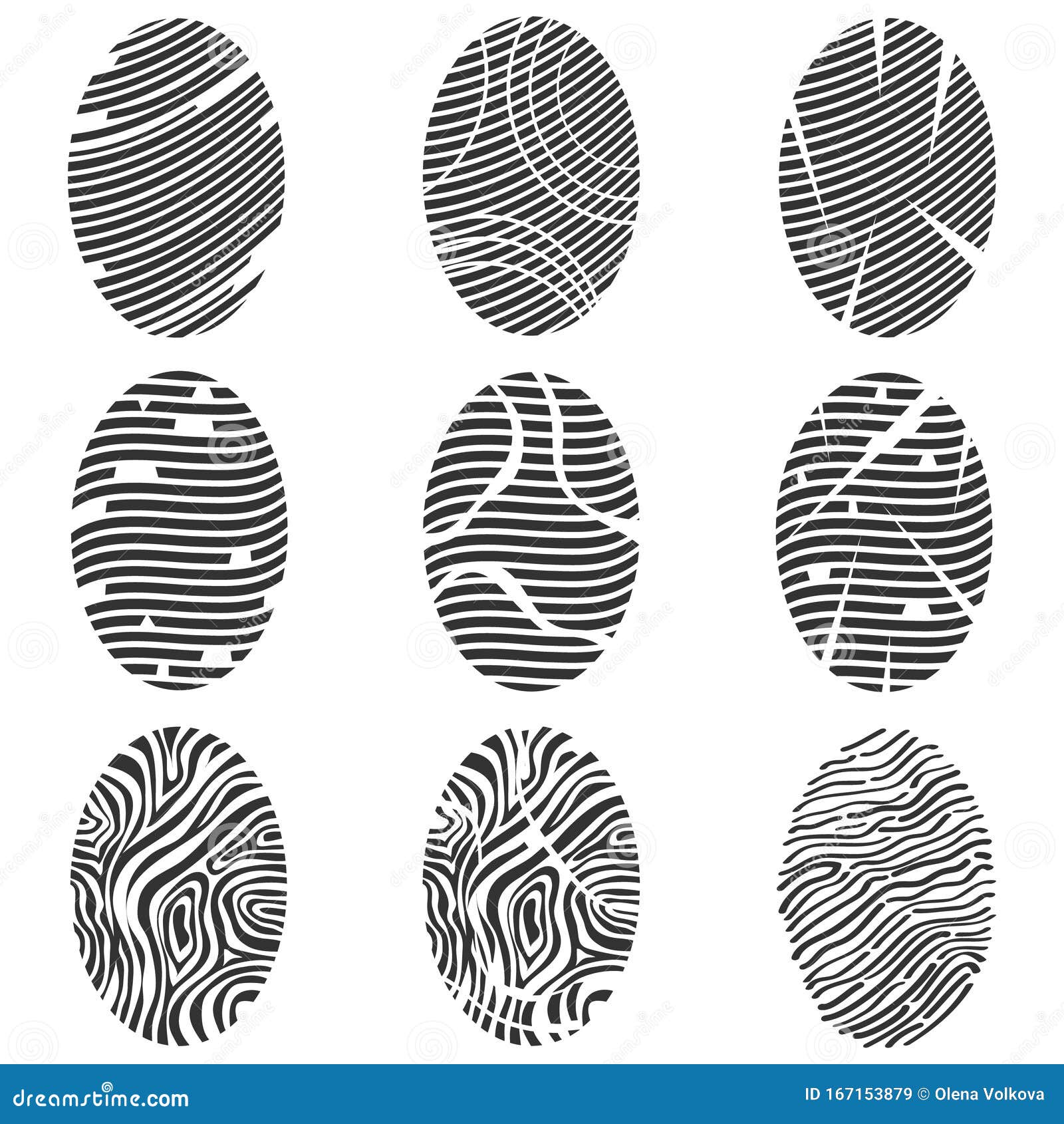 Fingerprint, Set of Realistic Fingerprints. Vector Illustration Stock ...